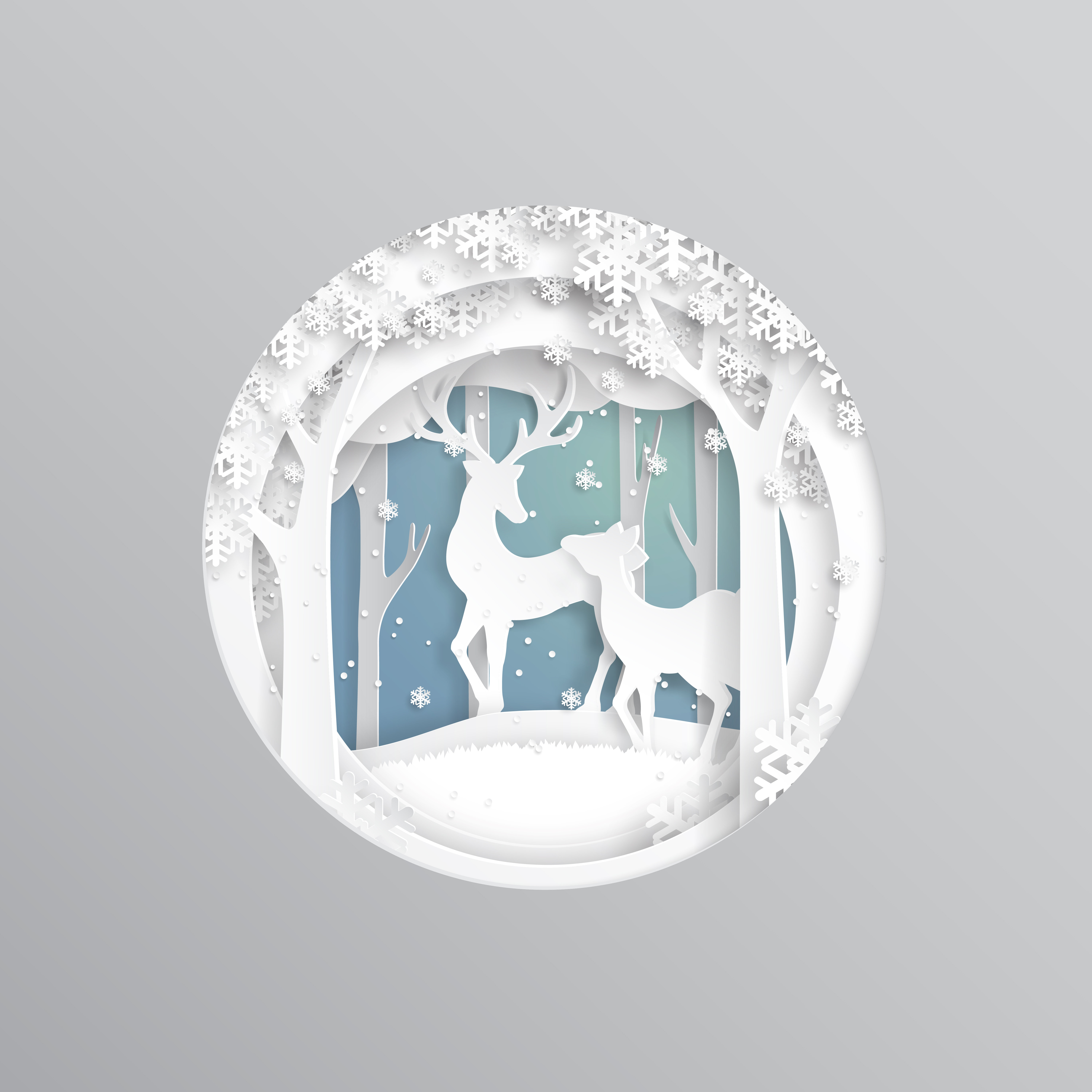 Wrought Studio™ Eelko Deers In Winter On Canvas by Man As Thep Graphic ...