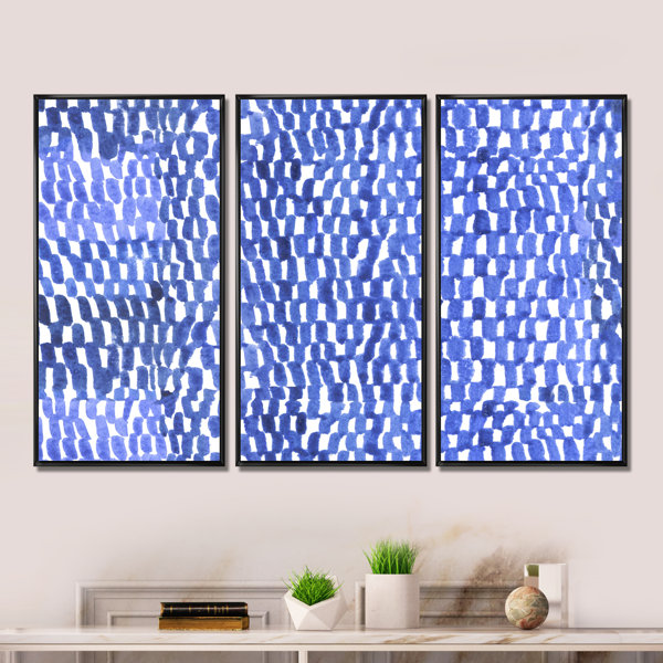 Wrought Studio " Blue Weaved Japanese Grid " 3 - Pieces - Wayfair Canada