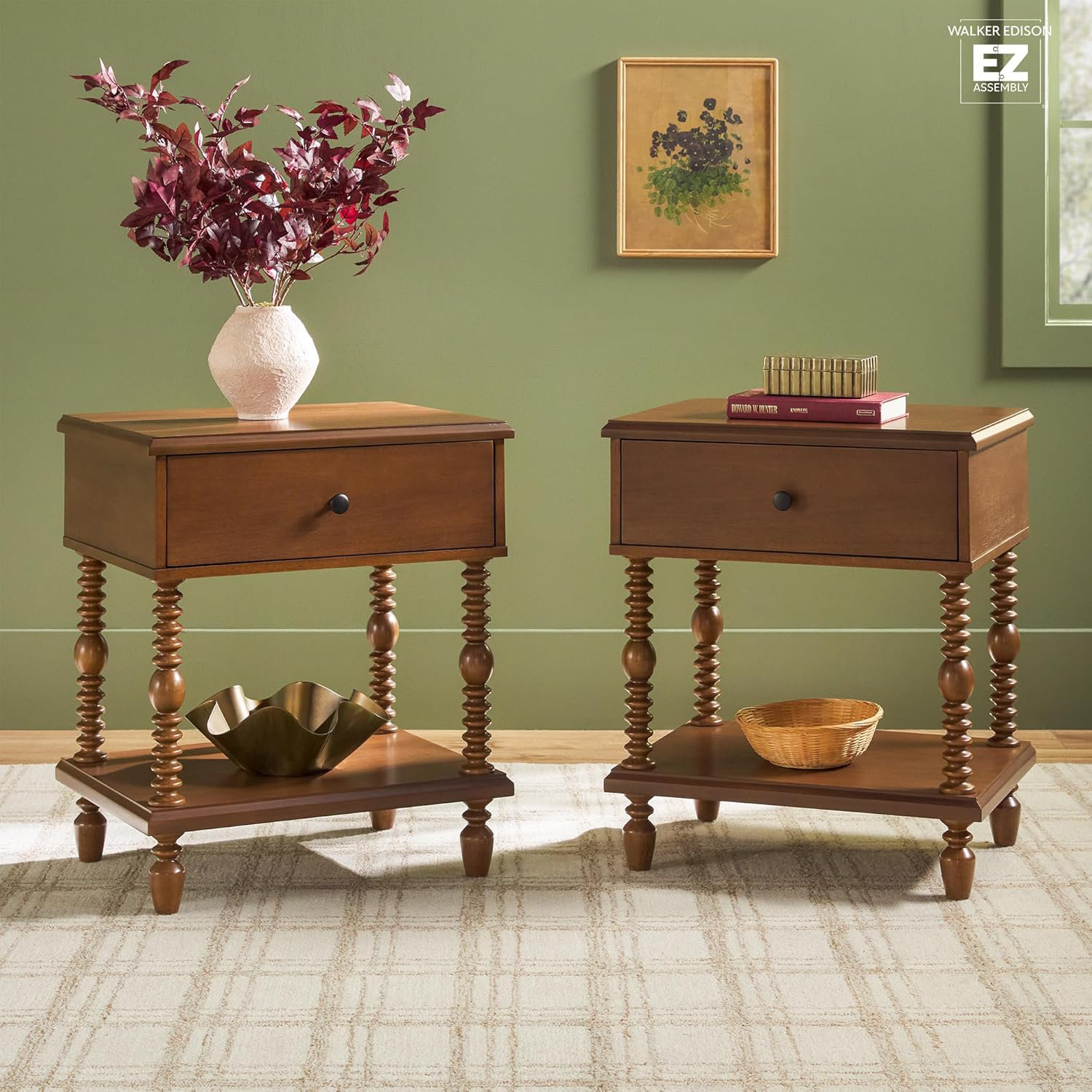 Frontier Grain Vivienne Spindle Nightstand Set Of 2 - Traditional 2 ...