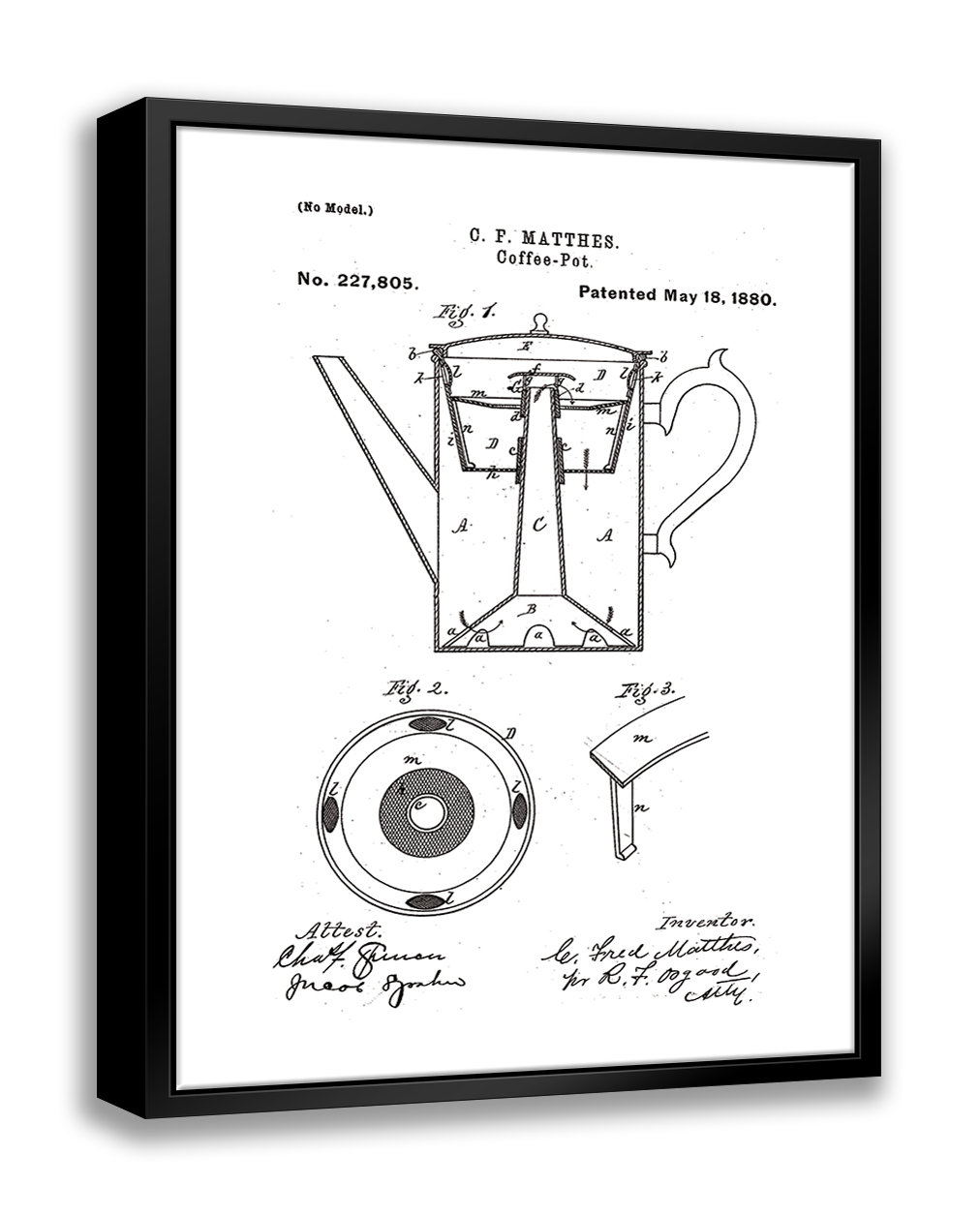 ATX Art Group LLC Coffee Pot Patent - Floater Frame Graphic Art on ...