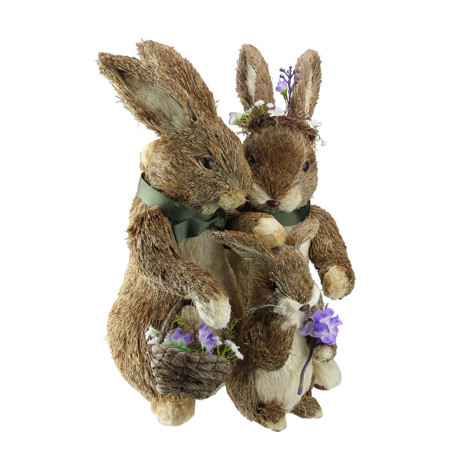 Northlight Seasonal 16.75" Bunny Parents and Son with Flower Necklace ...
