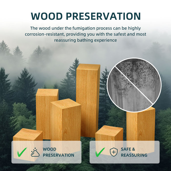 WoodBridge 59'' x 29.5'' Freestanding Soaking Wood Bathtub | Wayfair