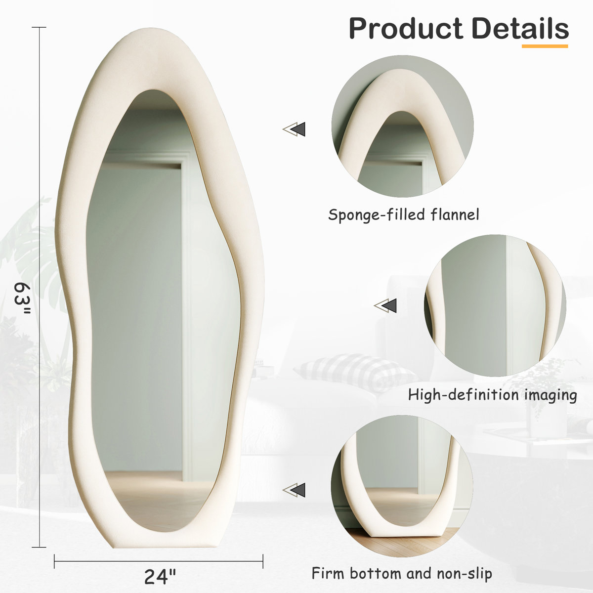Wrought Studio™ Amon Full Length Mirror Wavy Mirror Floor mirror ...