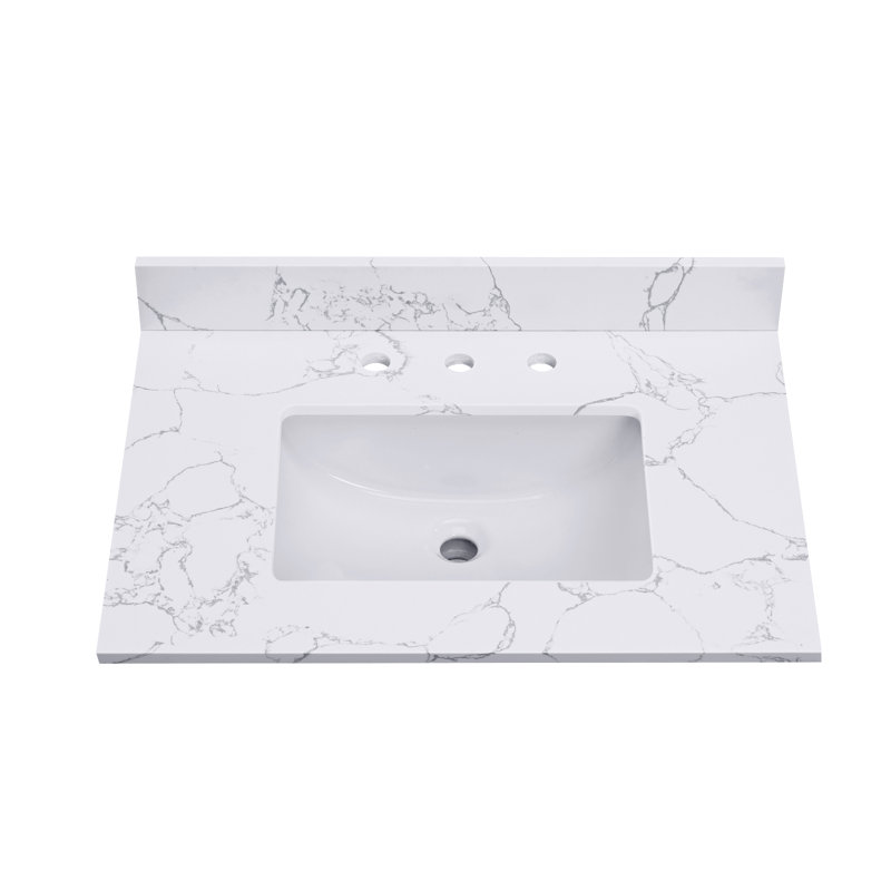SOUEEUM 31'' Stone Single Vanity Top with Sink and 3 Faucet Holes | Wayfair