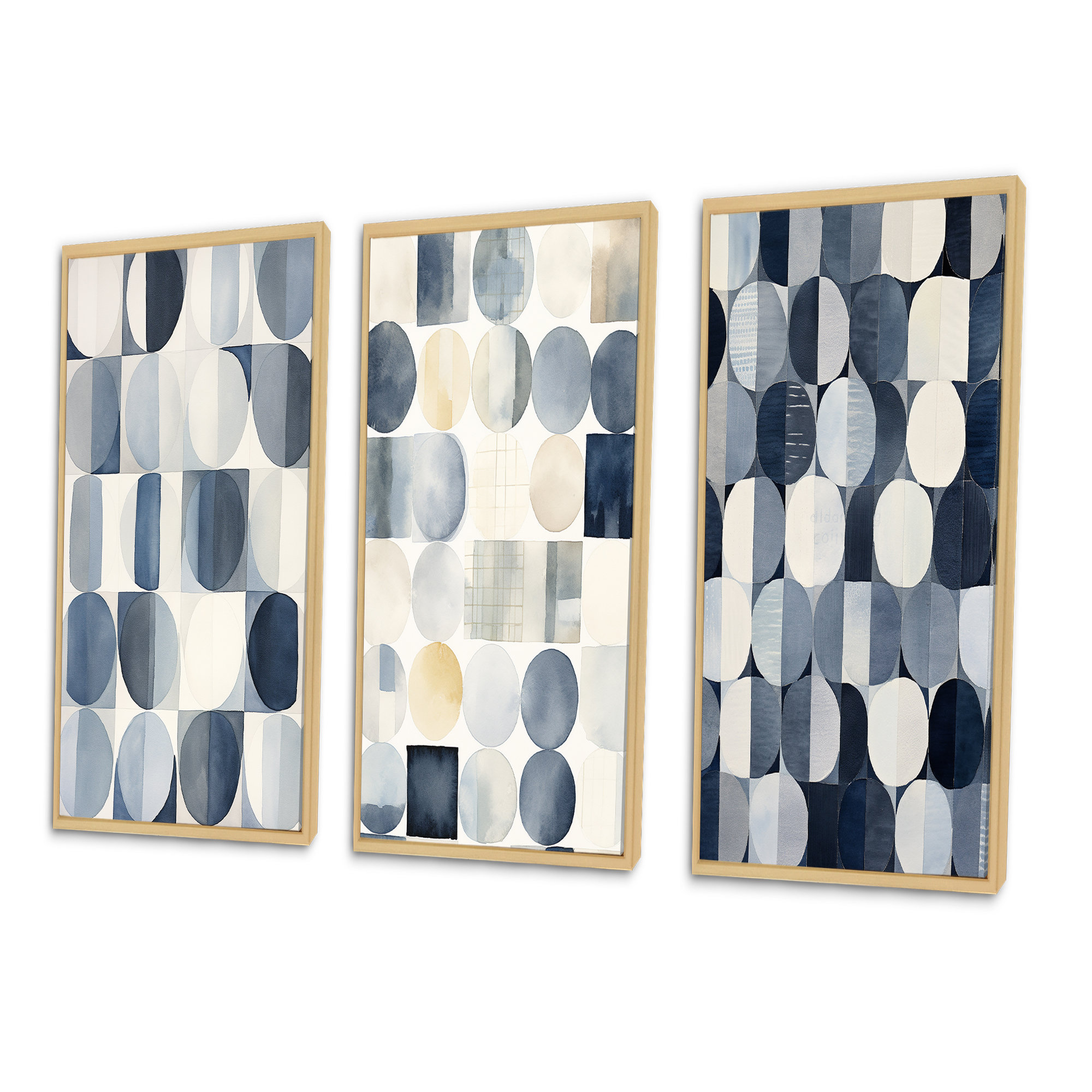 George Oliver " Circle Matrix Watercolor In Faded Retro Blue III " 3 ...