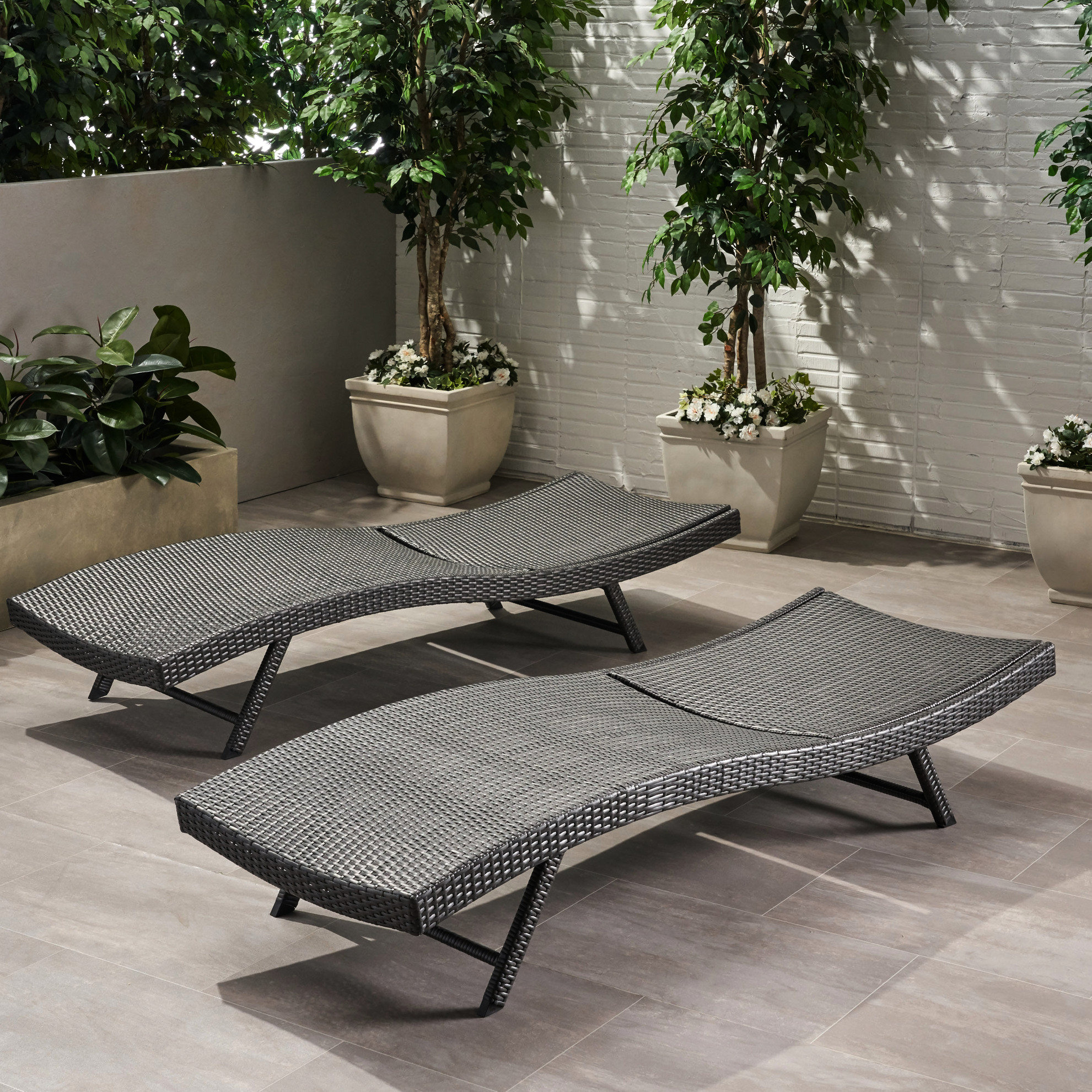 Hokku Designs Grey Iron Frame Chaise With Breathable And Adjustable ...