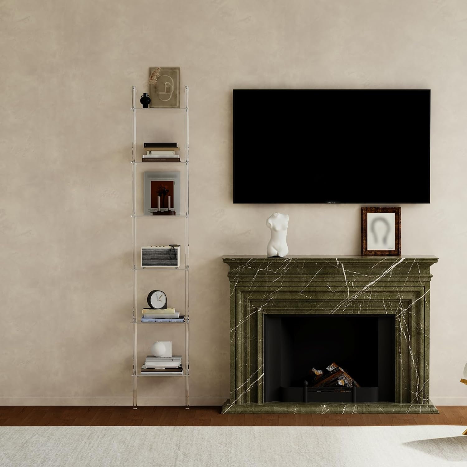 Brayden Studio Clear Acrylic Ladder Bookshelf Wall Mounted - Space ...