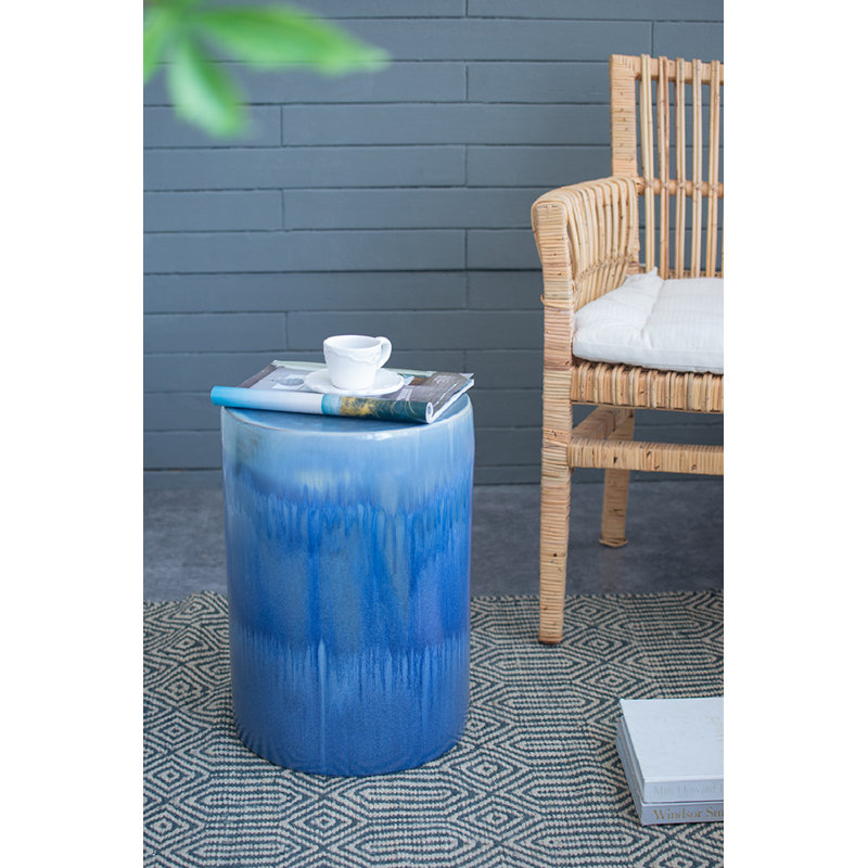 Wrought Studio™ Areanna Reactive Glazed 18" Patio Bar Stool | Wayfair