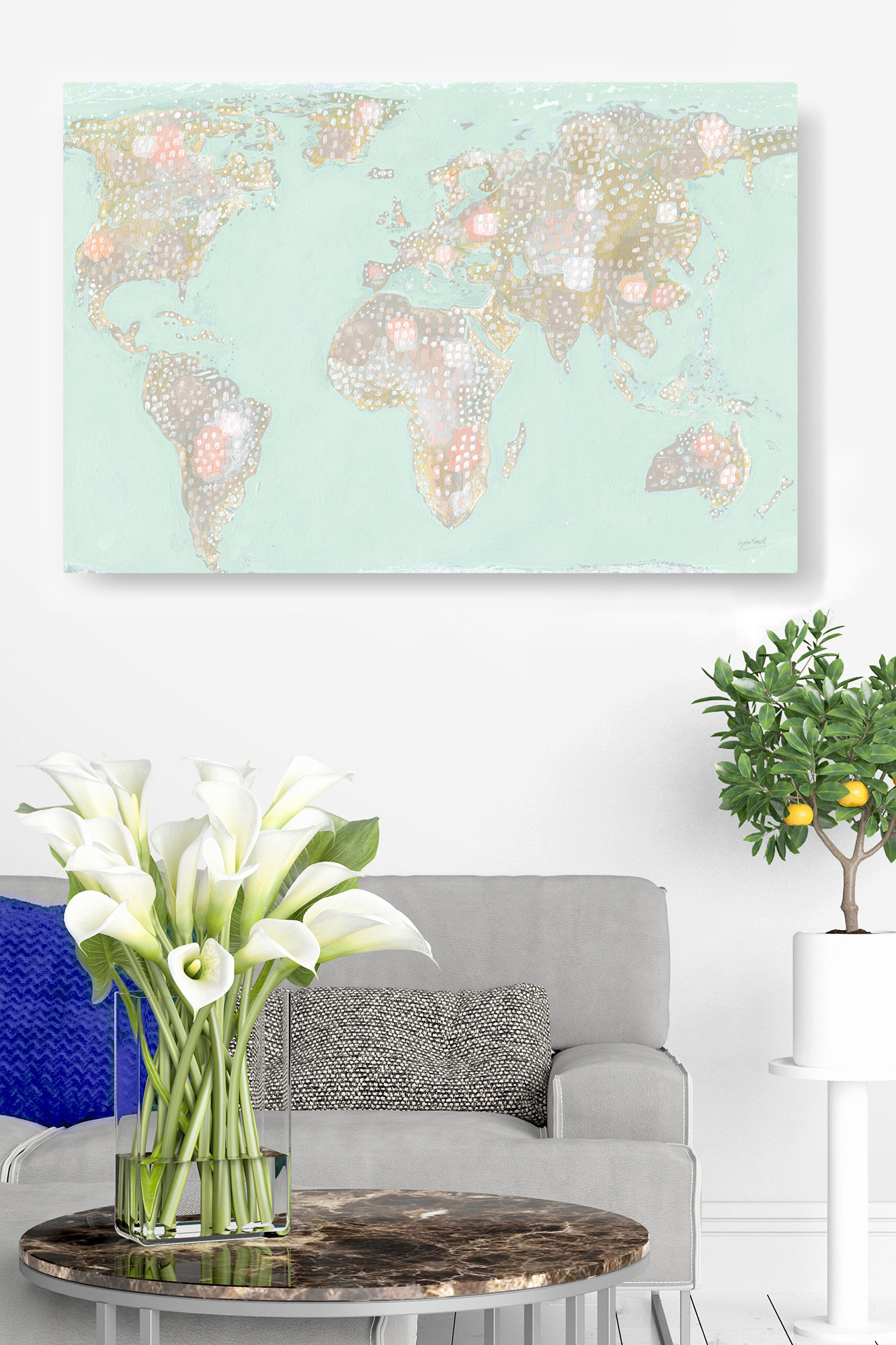 Canora Grey map Artsy World Map, Mint Green, Map Of World, Spots ...