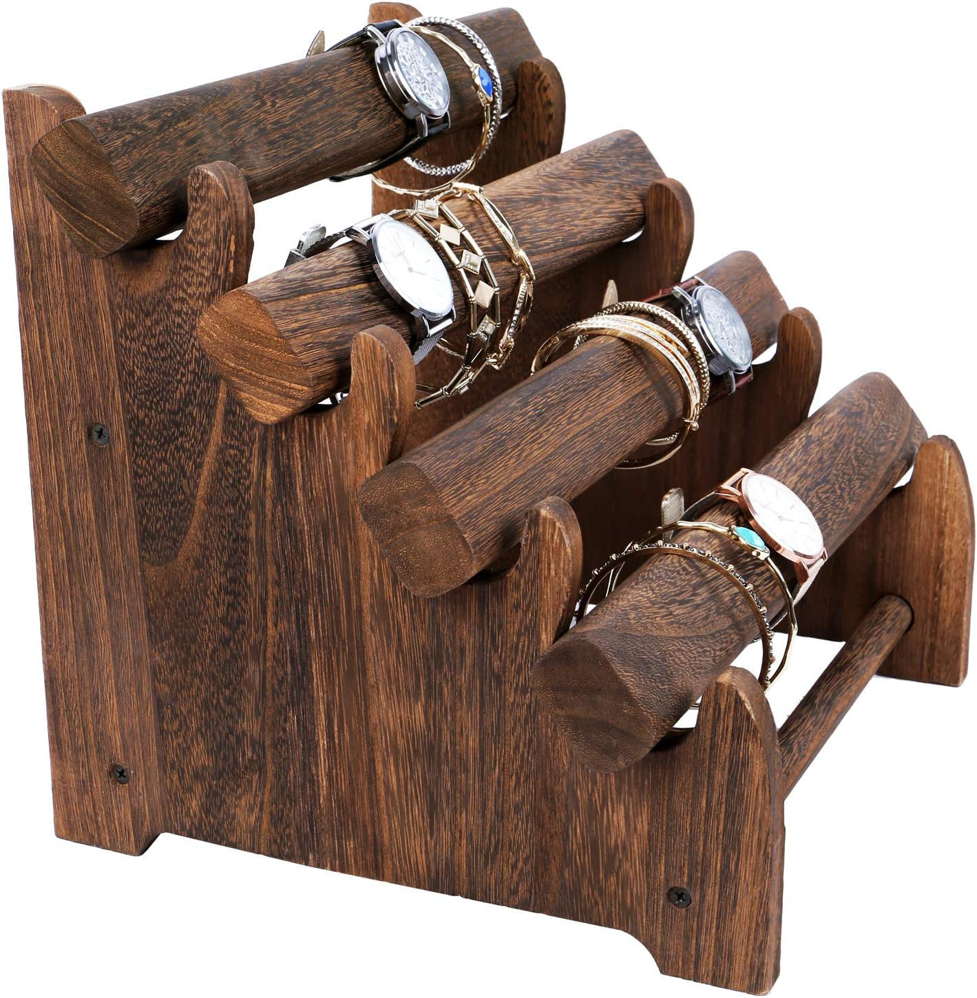 Millwood Pines Wooden Oval Shaped 4 Tier Watch Holder Stand | Wayfair