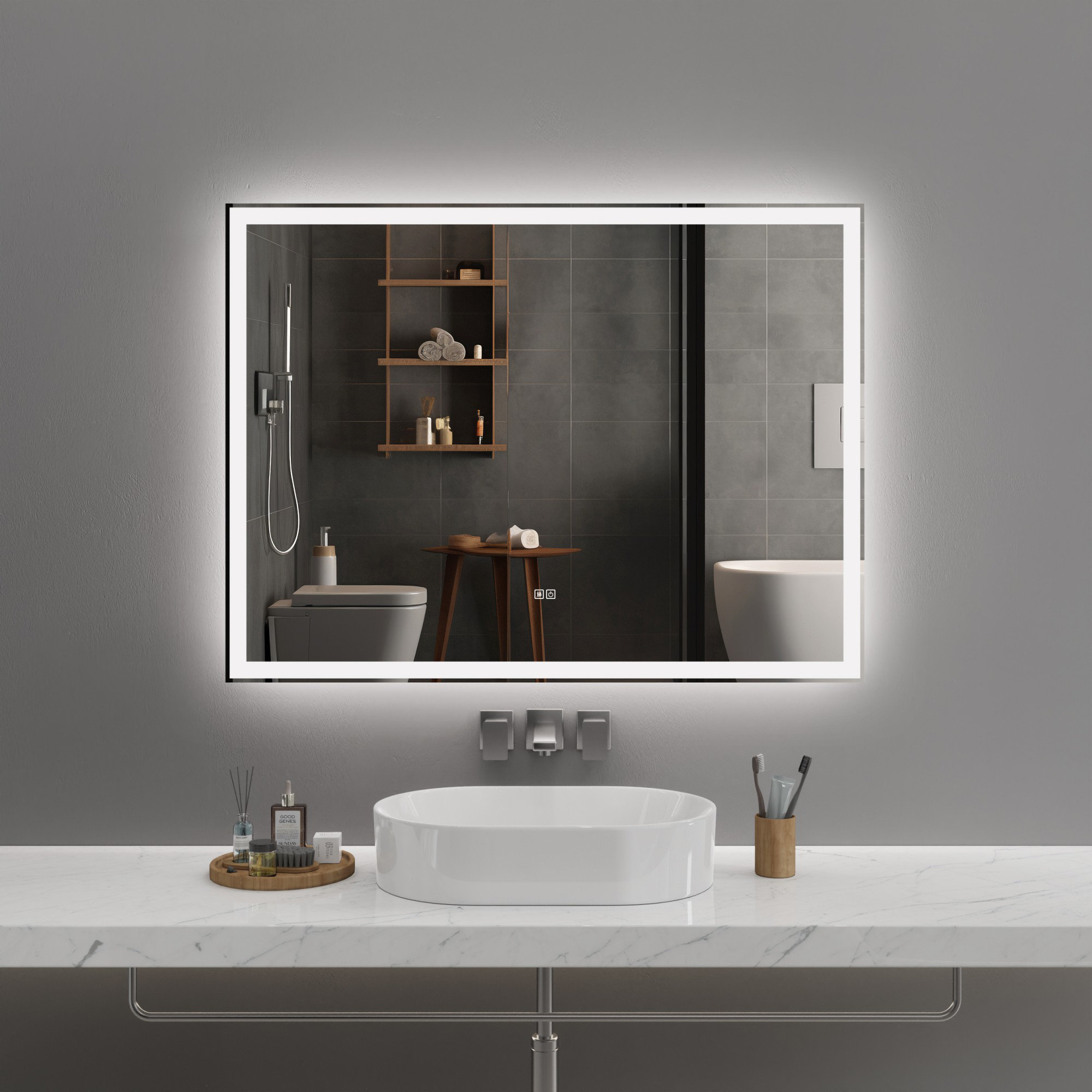 CRS APPLIANCES, Modern LED Smart Mirror with Hiden Light Bathroom ...
