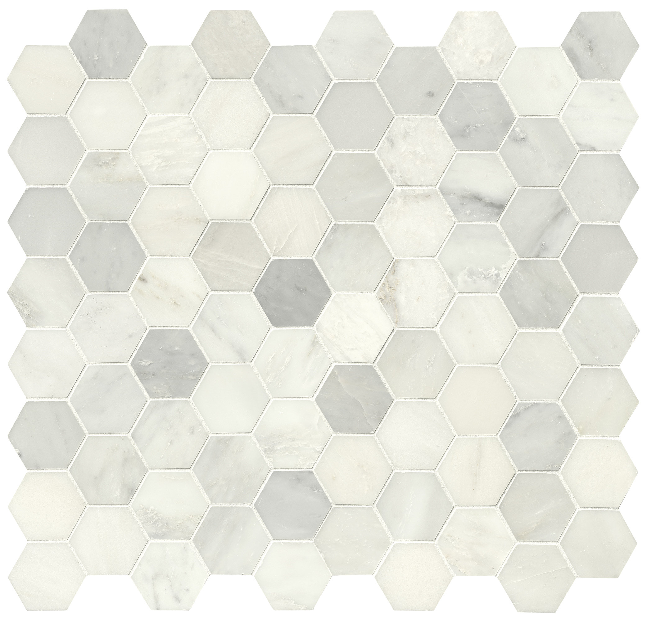 Ackland Iona Mist Hexagon 12 in. x 12 in. Polished Marble Mosaic Floor ...