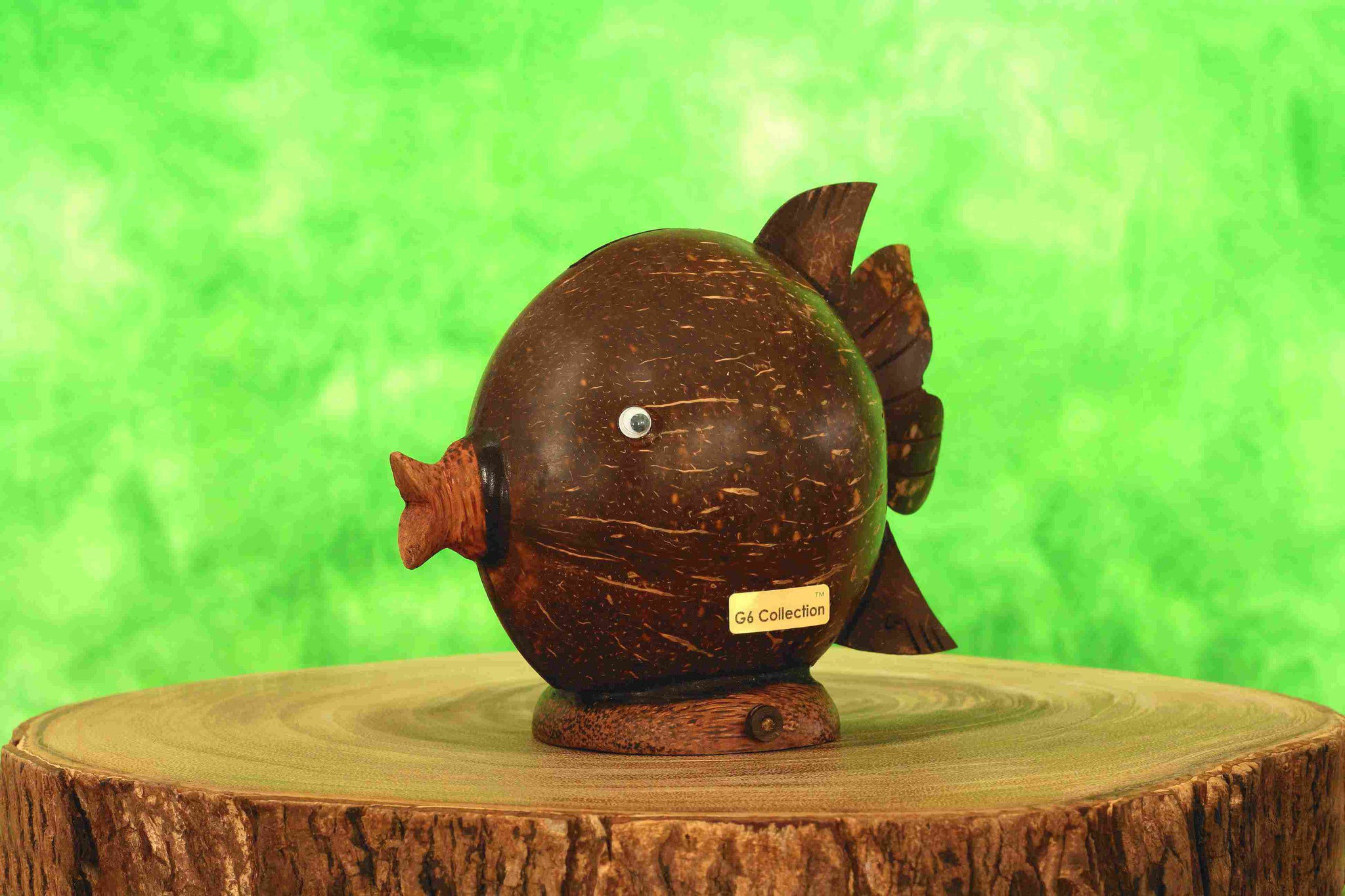 Dovecove Aymeline Coconut Shell Wood Cute Fish Coin Piggy Bank | Wayfair