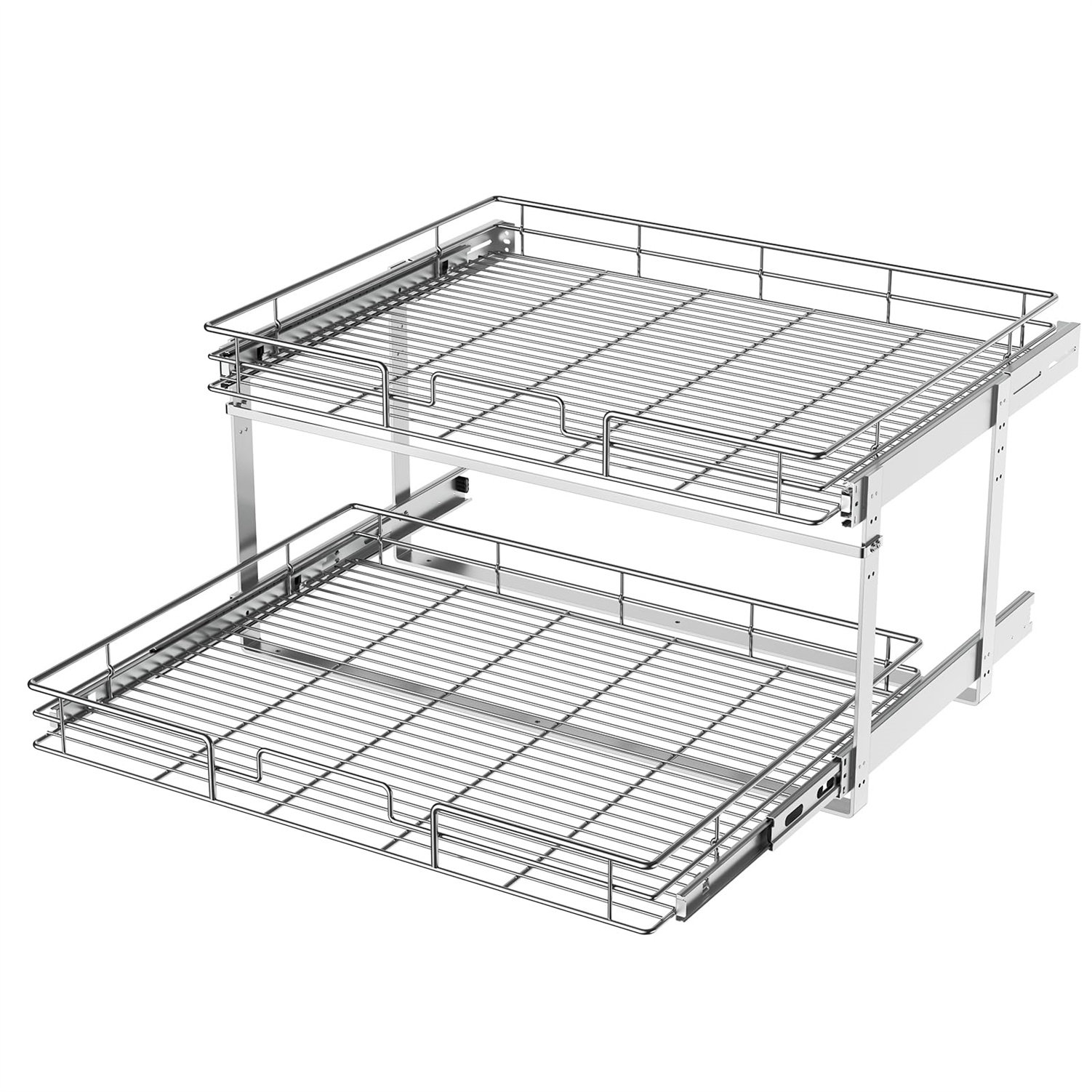 Prep & Savour Rust Resistant 2 Tier Pull-Out Shelf Cabinet Organizer ...