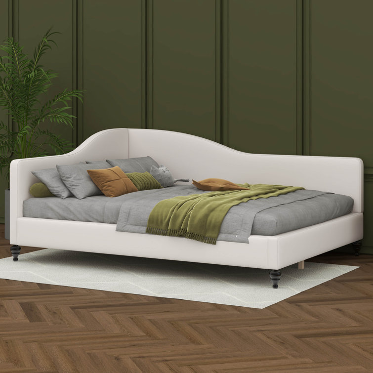 Alcott Hill® Daniello Full Size L-Shaped Linen Daybed with Solid Wood ...