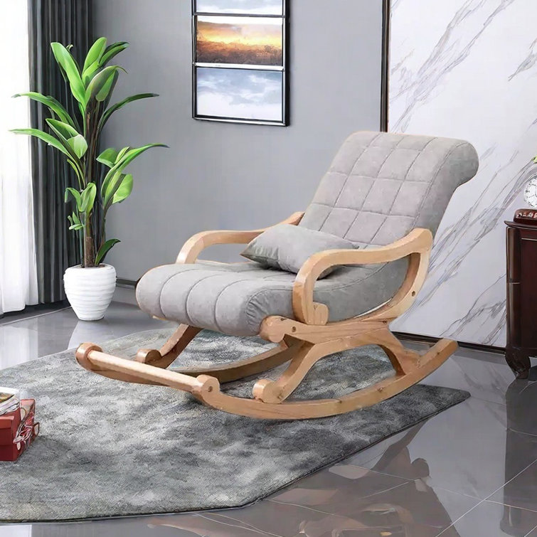 wangling hone Solid Wood Frame Upholstered Leisure Rocking Chair | Wayfair