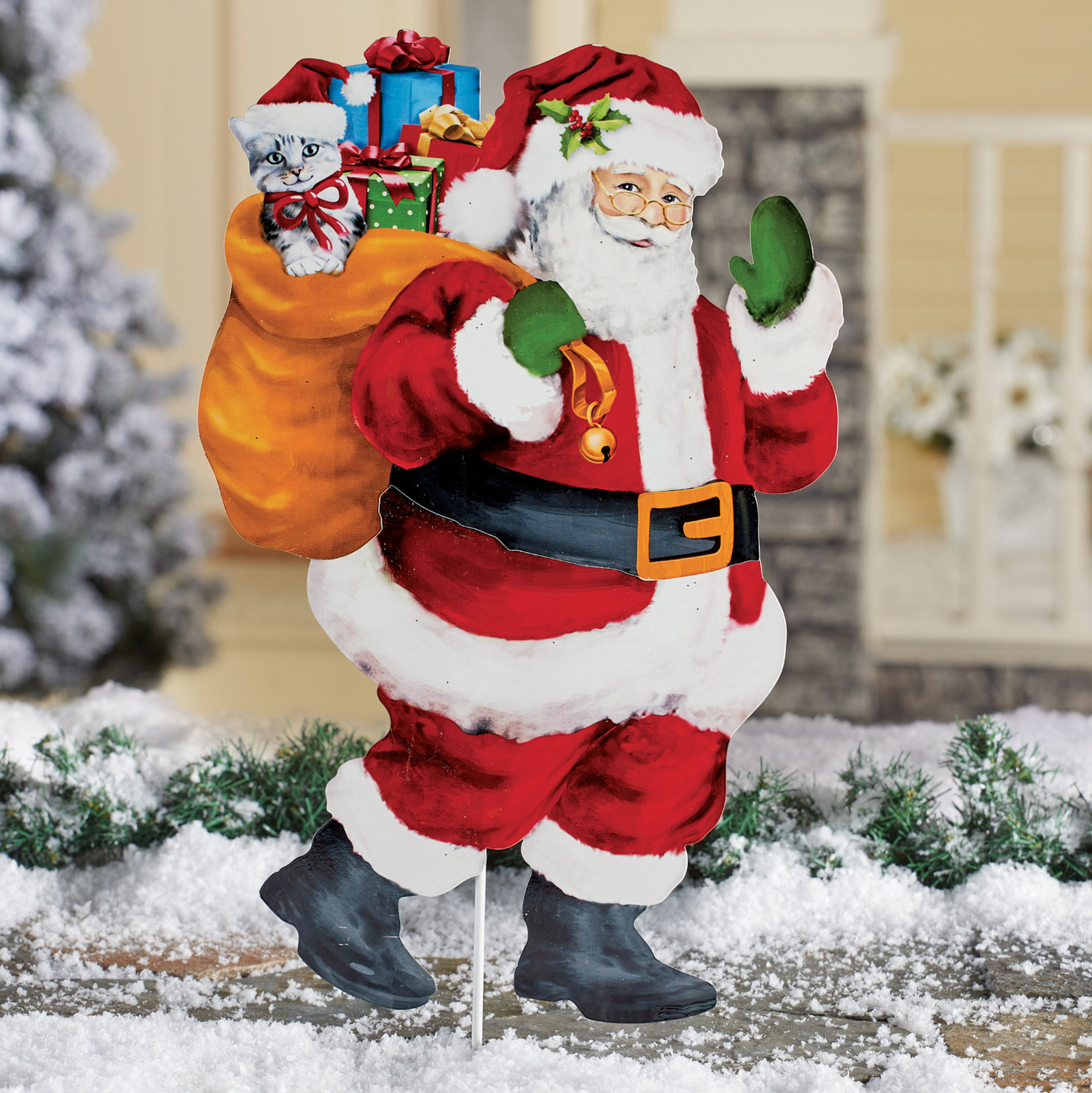The Holiday Aisle® Santa Claus with Gift Sack Outdoor Figurine ...