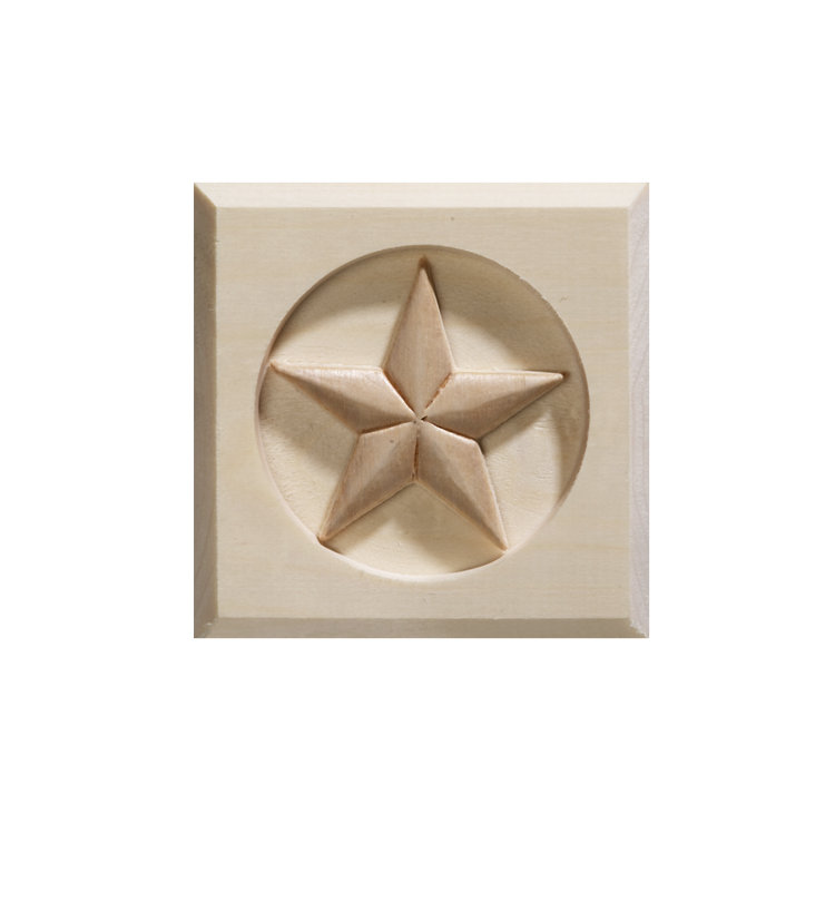 Ornamental Mouldings Hardwood Star Insert 3.5" H x 3.5" W x 1.07" D ...