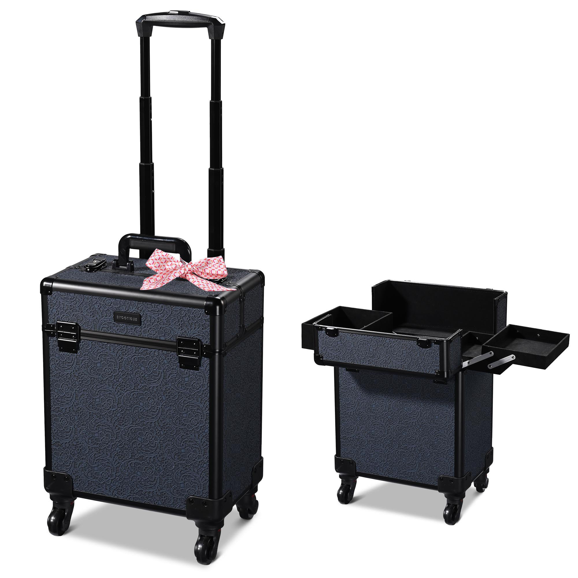 Hokku Designs Rolling Makeup Train Case Cosmetic Trolley Organizer ...