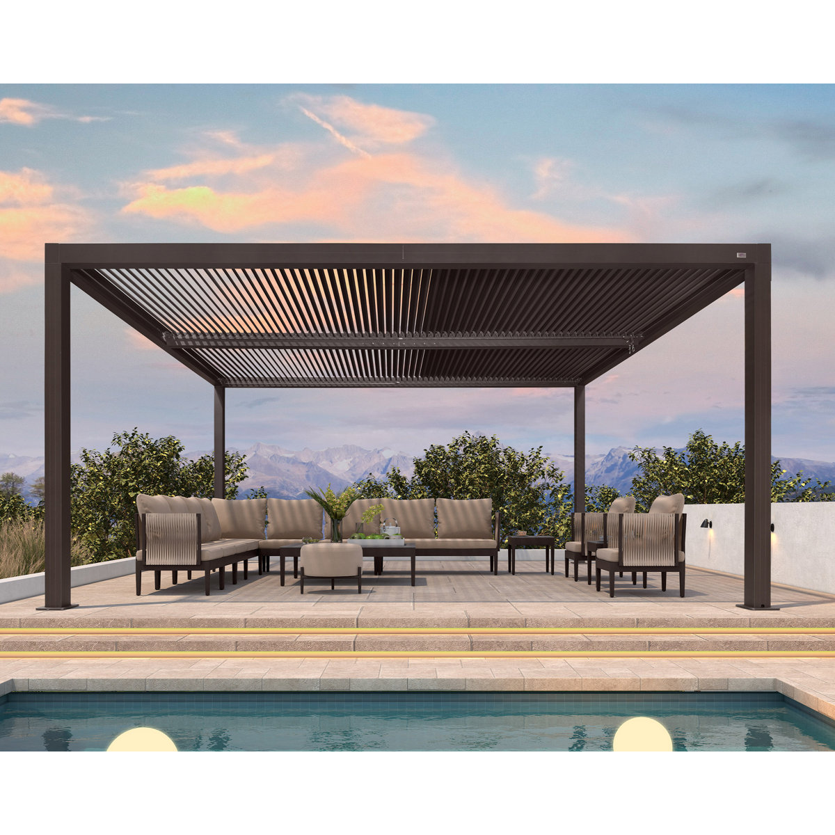 Purple Leaf 12 Ft. W x 16 Ft. D Louvered Pergola Aluminum Pergola with ...