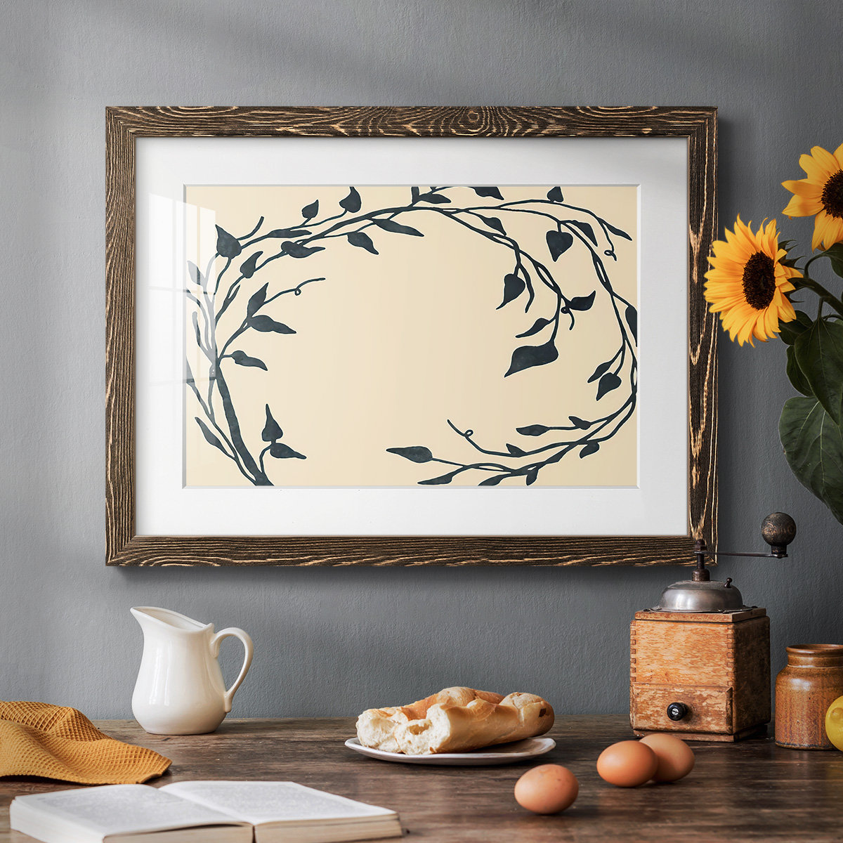 Red Barrel Studio Tendril Swirl II- Rustic Framed Framed Print w Matte ...