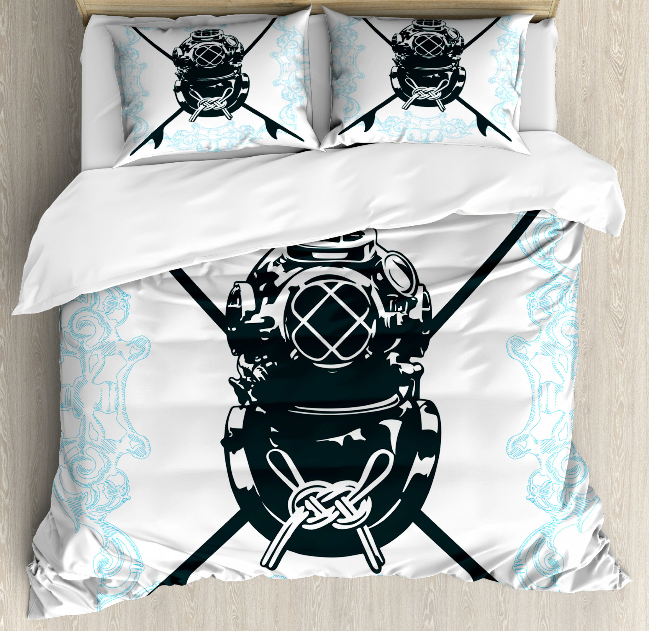 Ambesonne Surf Sign with Diving Suit and Elements Myst Underwater ...