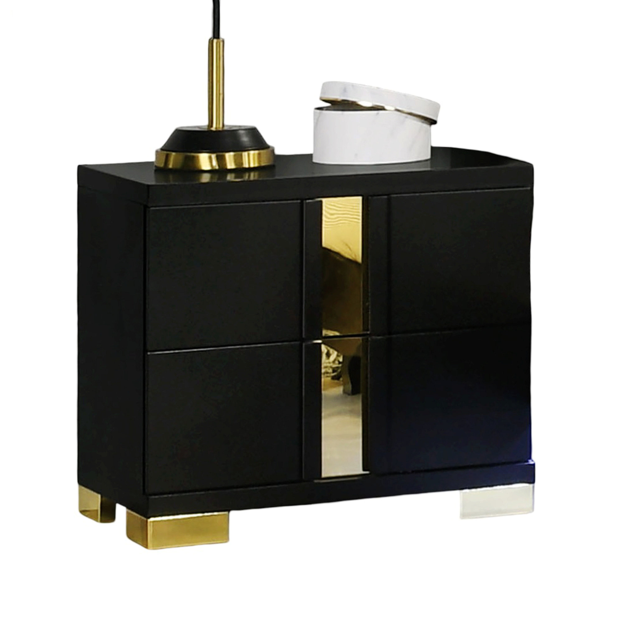 Home Enter Hub Nightstand, Bedroom Bedside Table With Metal Legs | Wayfair