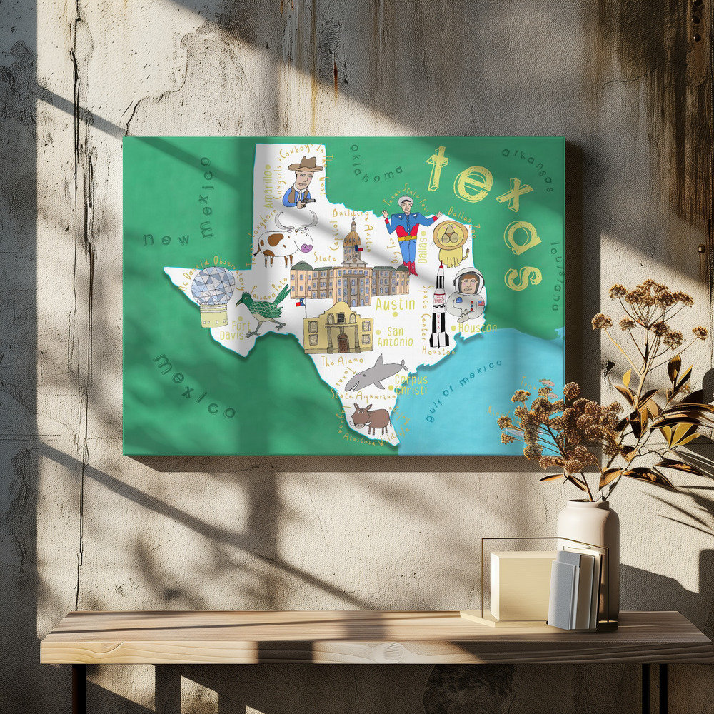 Lark Manor Texas State Map Illustration by Map Artist Carla Daly ...