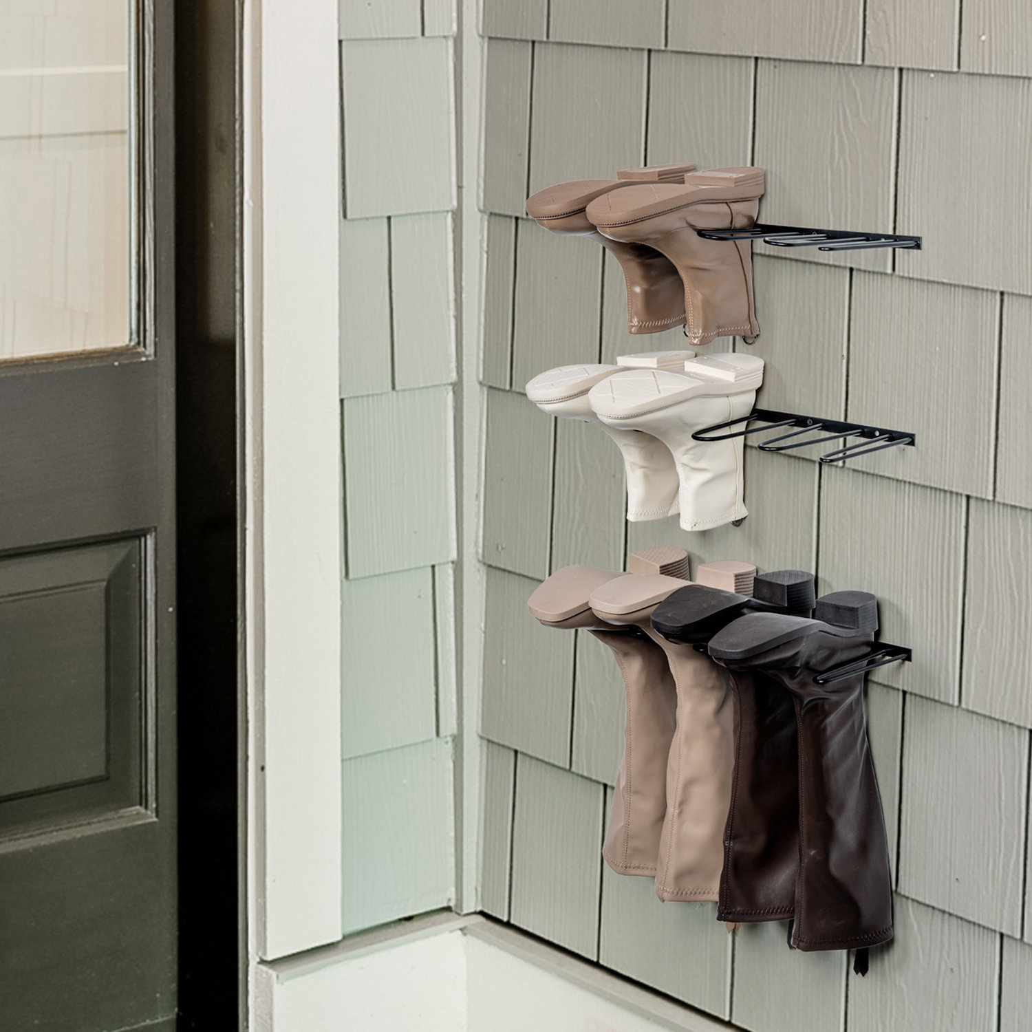 Rebrilliant 6 Pair Wall Shoes Boots Hanging Rack Storage | Wayfair