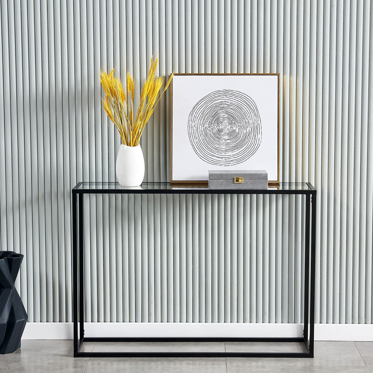 Latitude Run® Console de 42 po, table de canapé en verre trempé, table ...