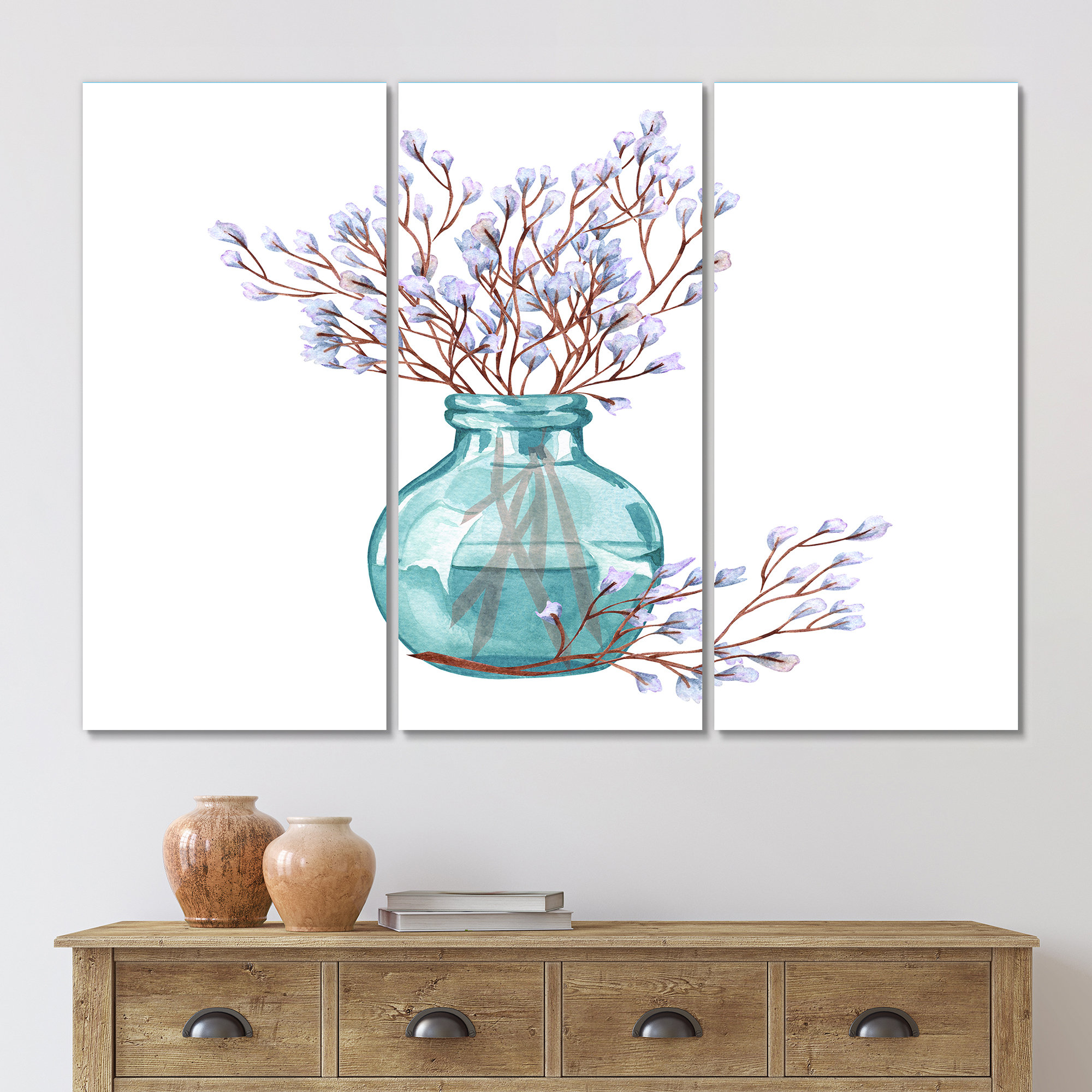 East Urban Home Several Twigs With Blooming Twigs In A Glass Vase ...