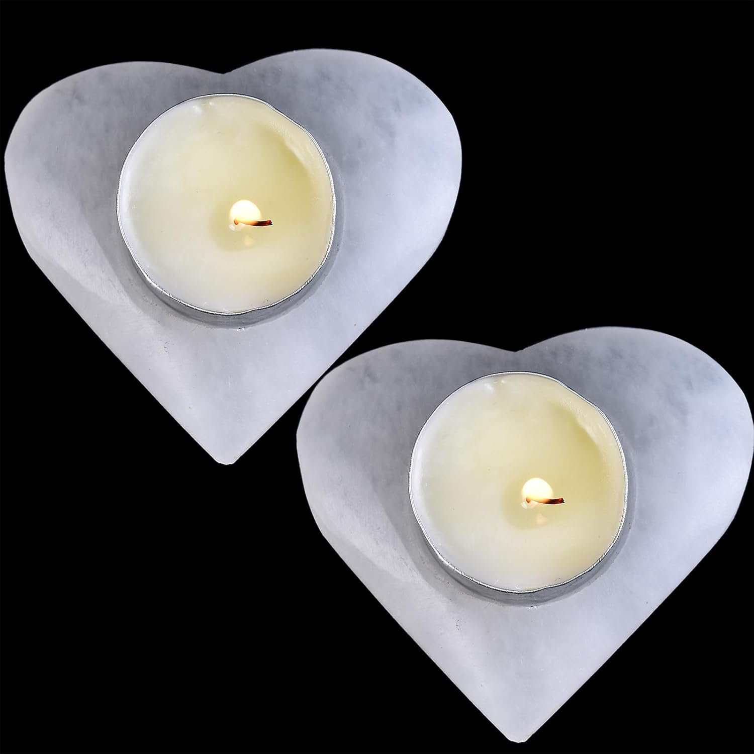 Hokku Designs Selenite Tealight Holders Small Heart Shaped Crystal ...