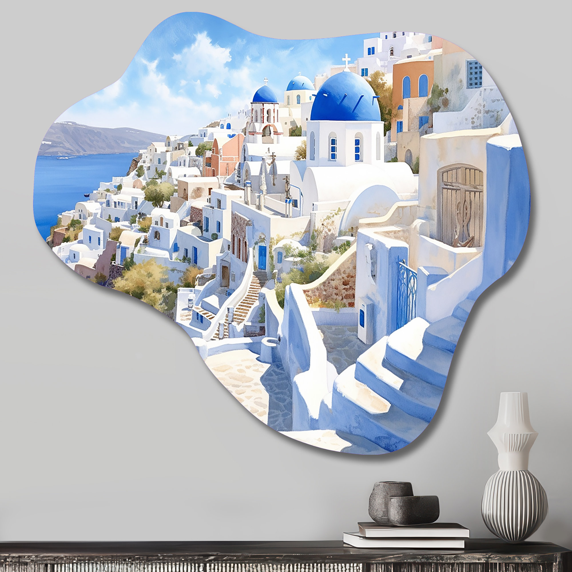 Design Art Greek Santorini Odyssey II - Greece Cloud Shape Metal Wall ...