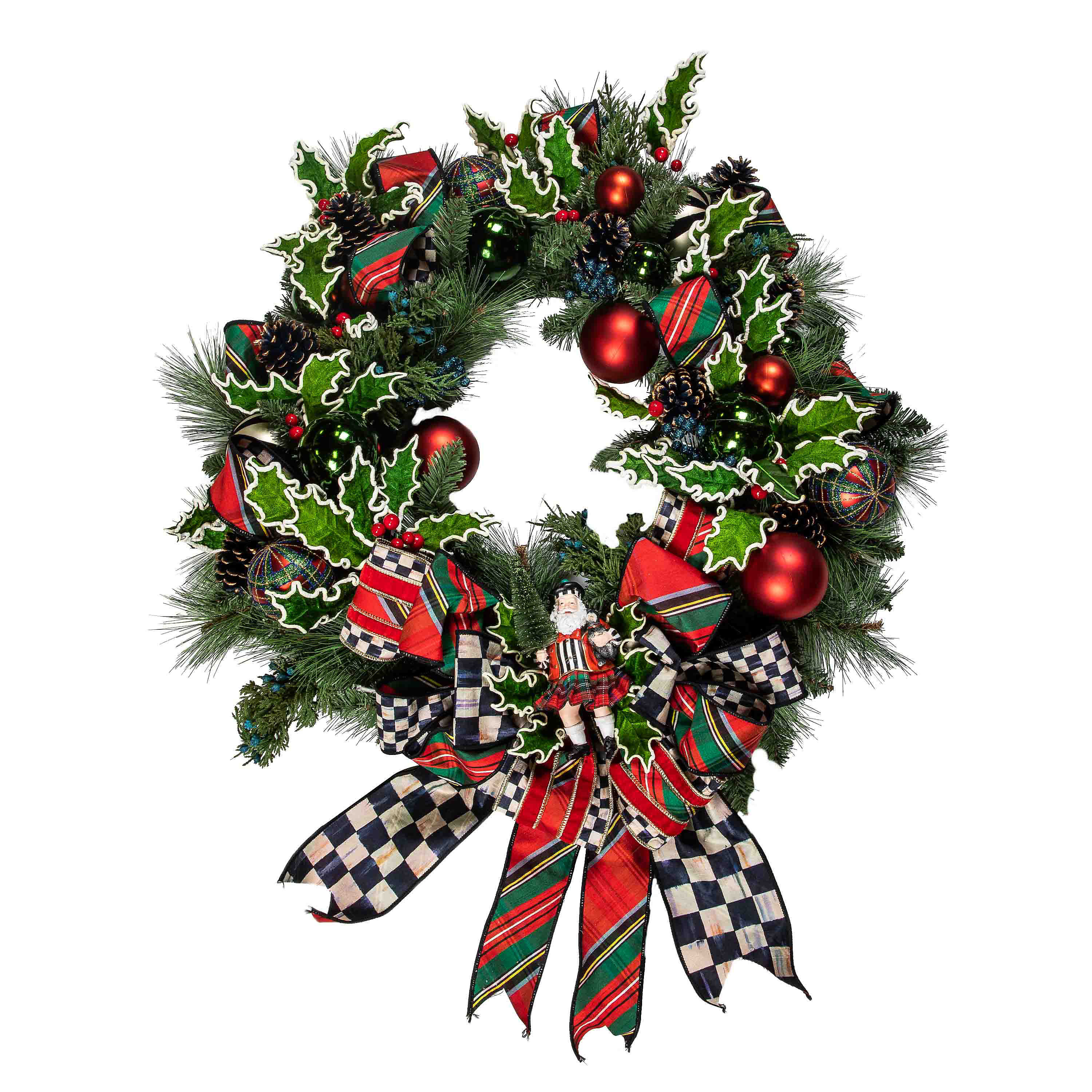 MacKenzie-Childs Tartastic Illuminated Wreath | Wayfair