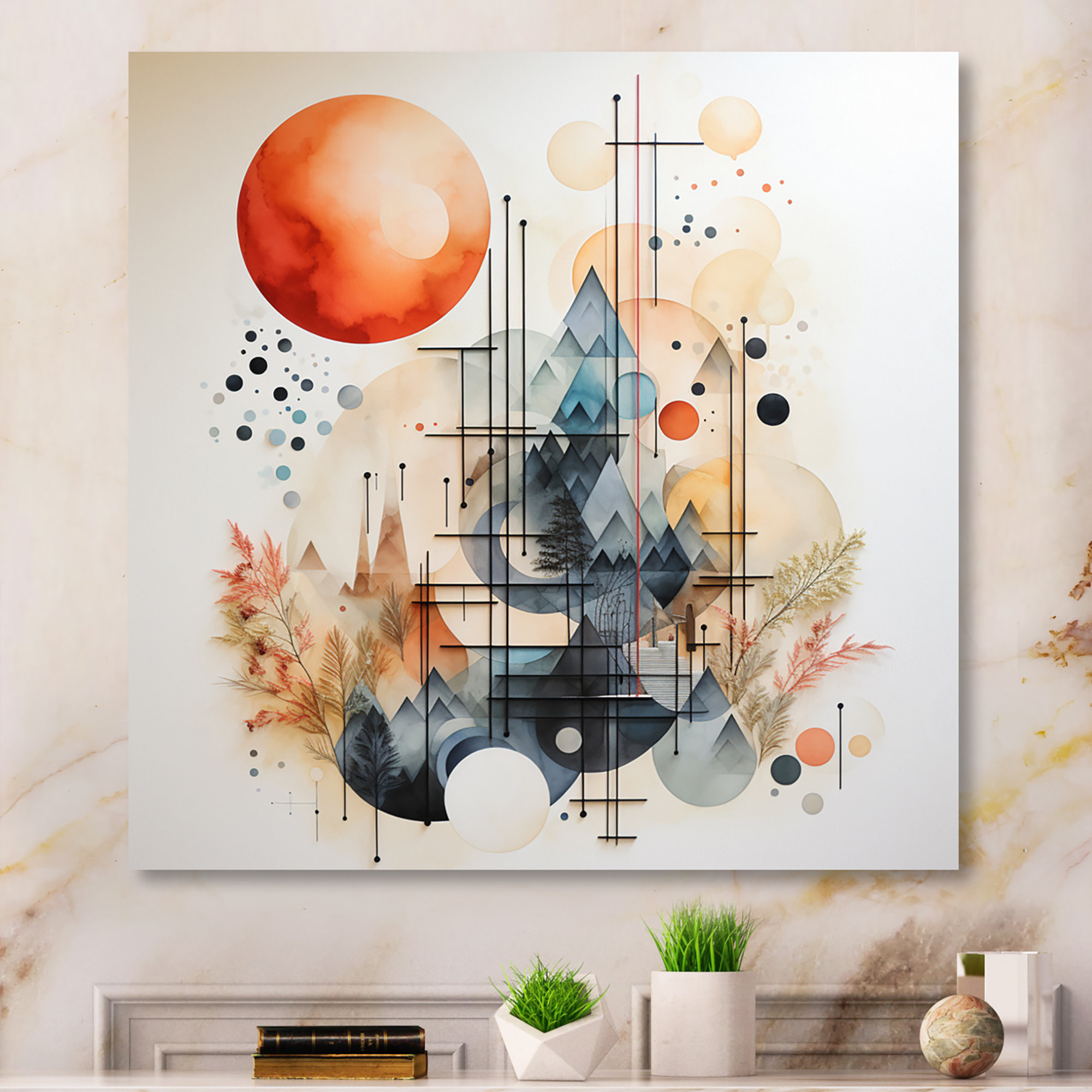 August Grove® Orange Grey Modern Art Create - Abstract Collages Print ...