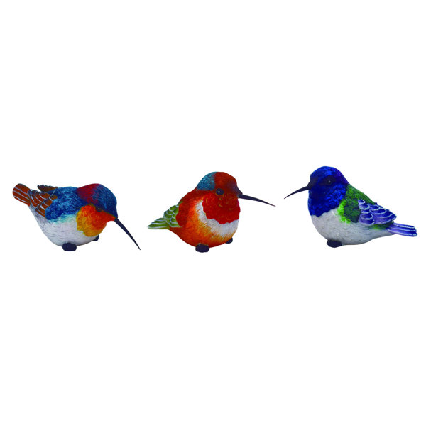 Lark ManorMedium Resin Bright Hummingbird Figurine Set of 3 Spring Home ...
