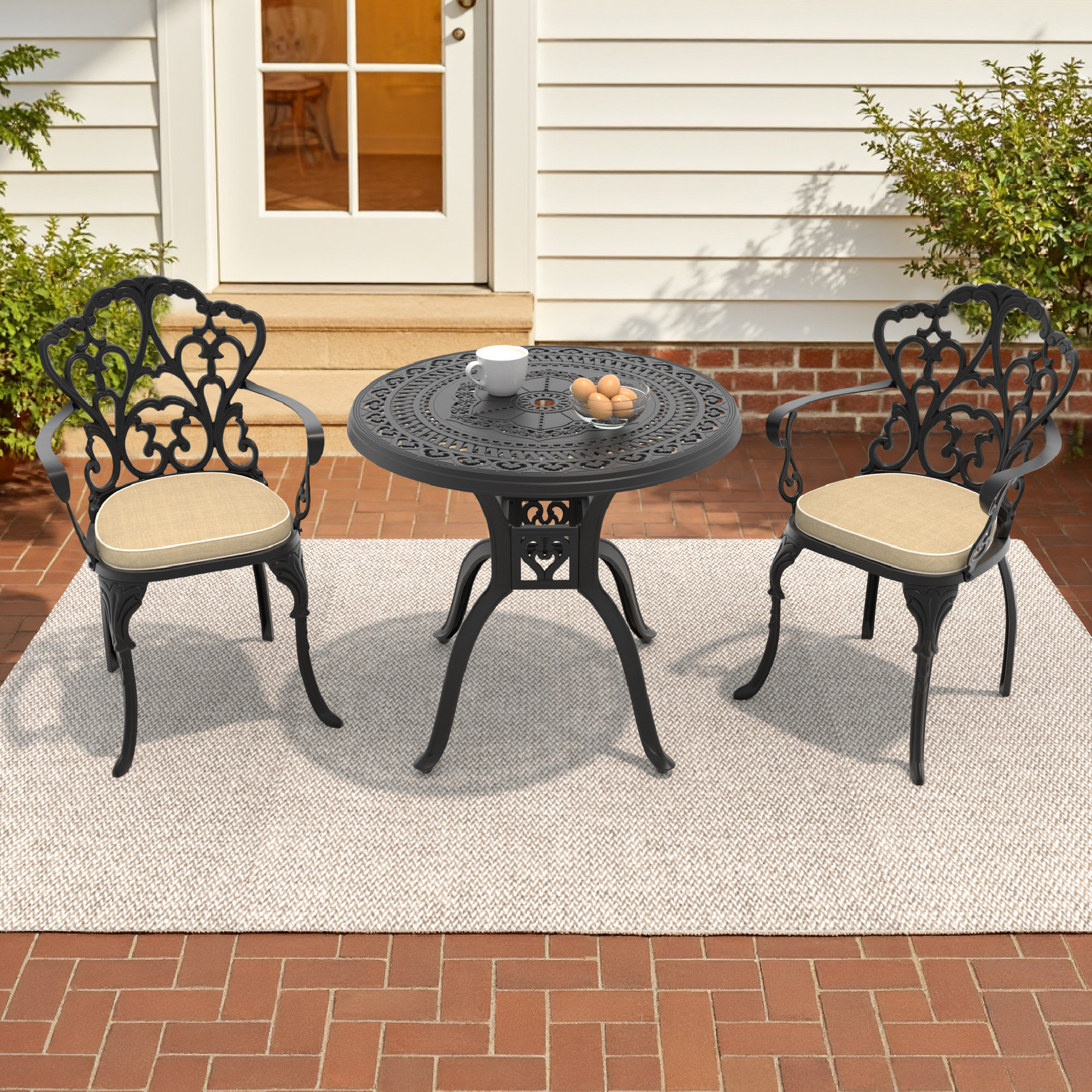 World Menagerie Tullamore 31.5 -inch Round Table Cast Aluminum Outdoor ...