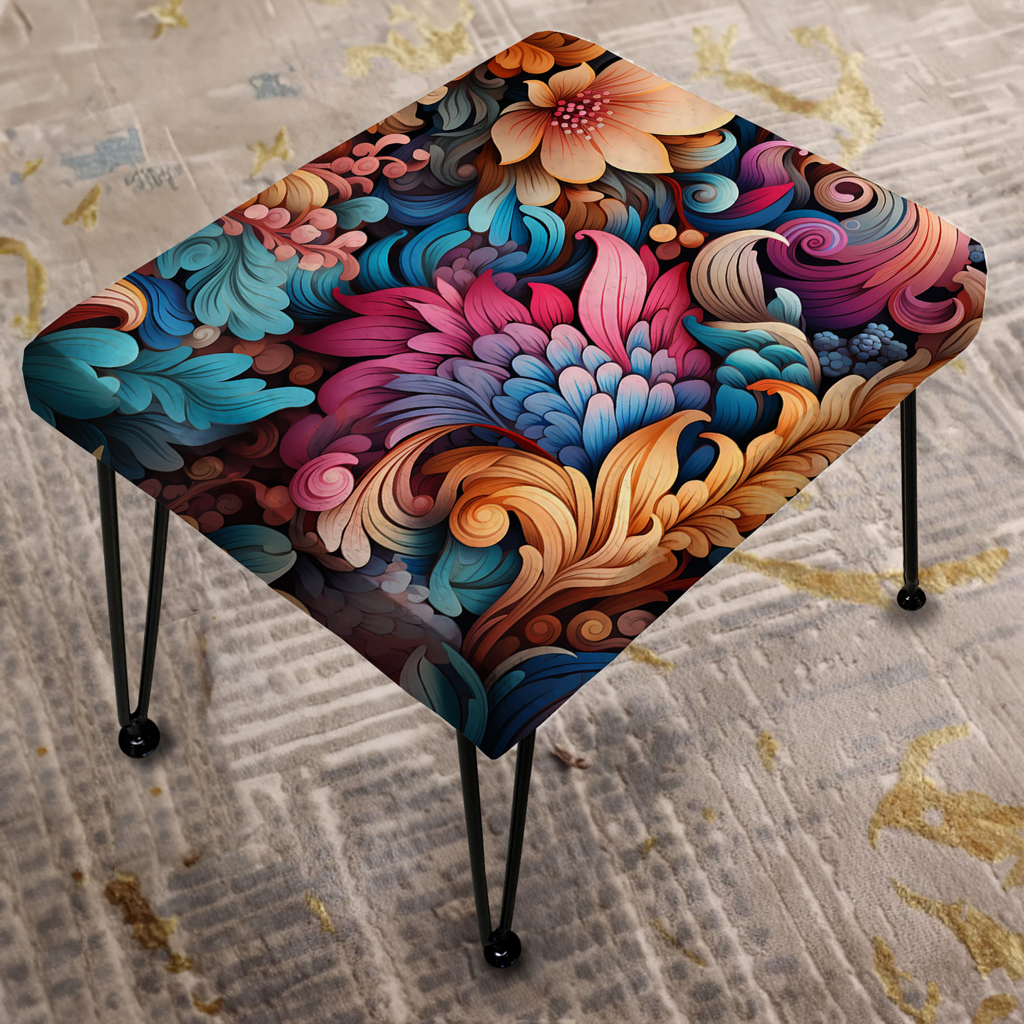 Design Art Retro Revival Paisley Pattern - Paisley Rectangle Ottoman ...