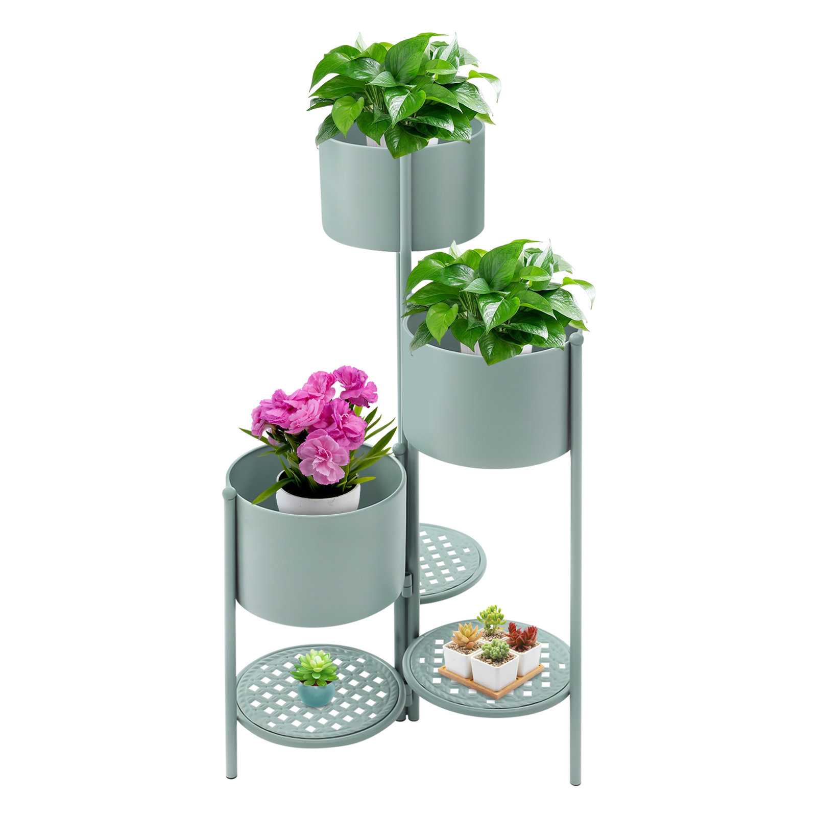 George Oliver Corner Foldable Flower Pot Stand Ladder Plant Rack For ...