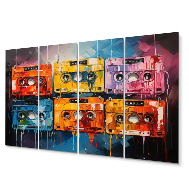 DesignArt Cassette Tapes Chromatic Cassettes - Music Metal Art Print ...