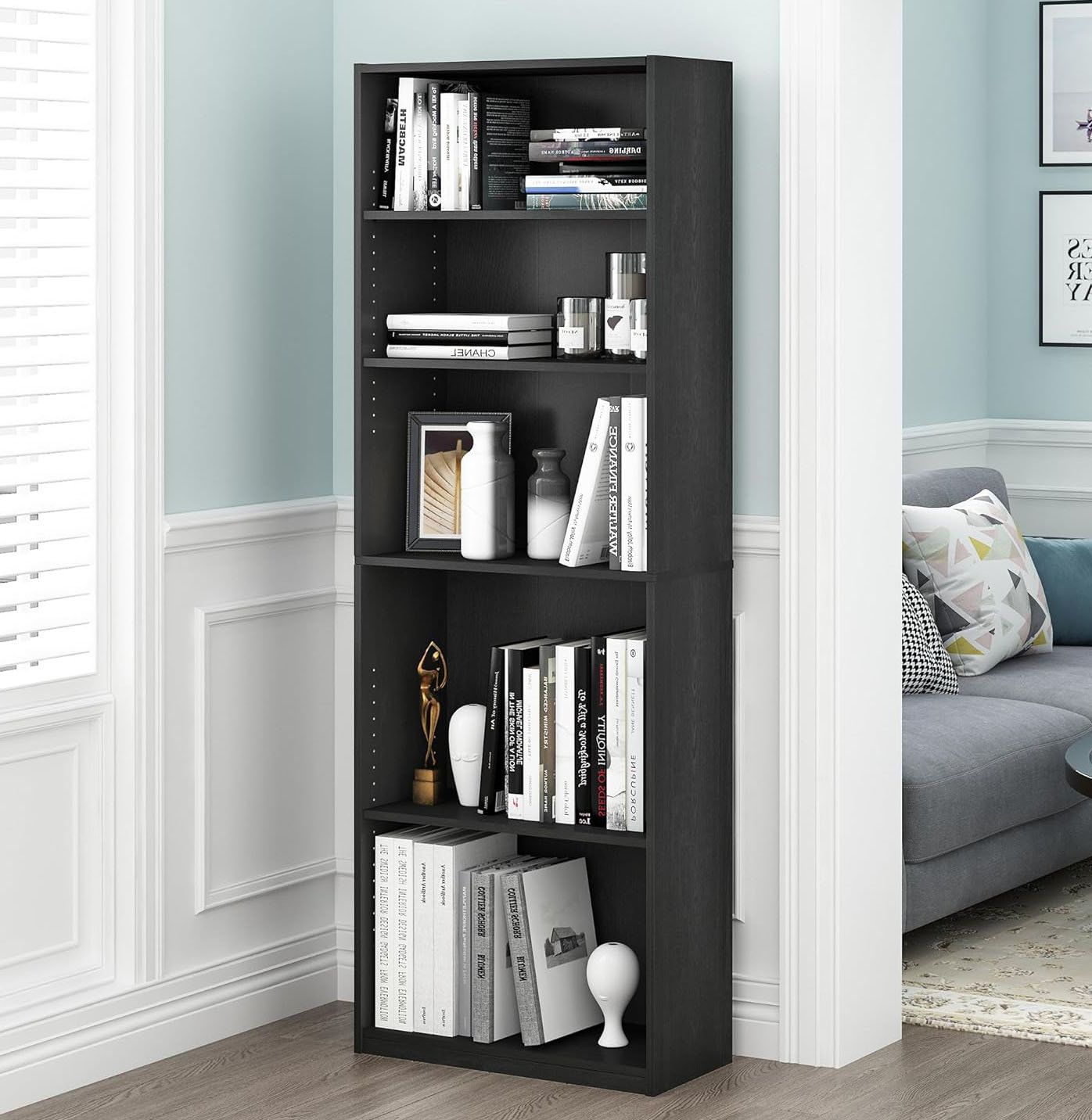 Latitude Run® Simple and stylish bookshelf with practical functions,5 ...