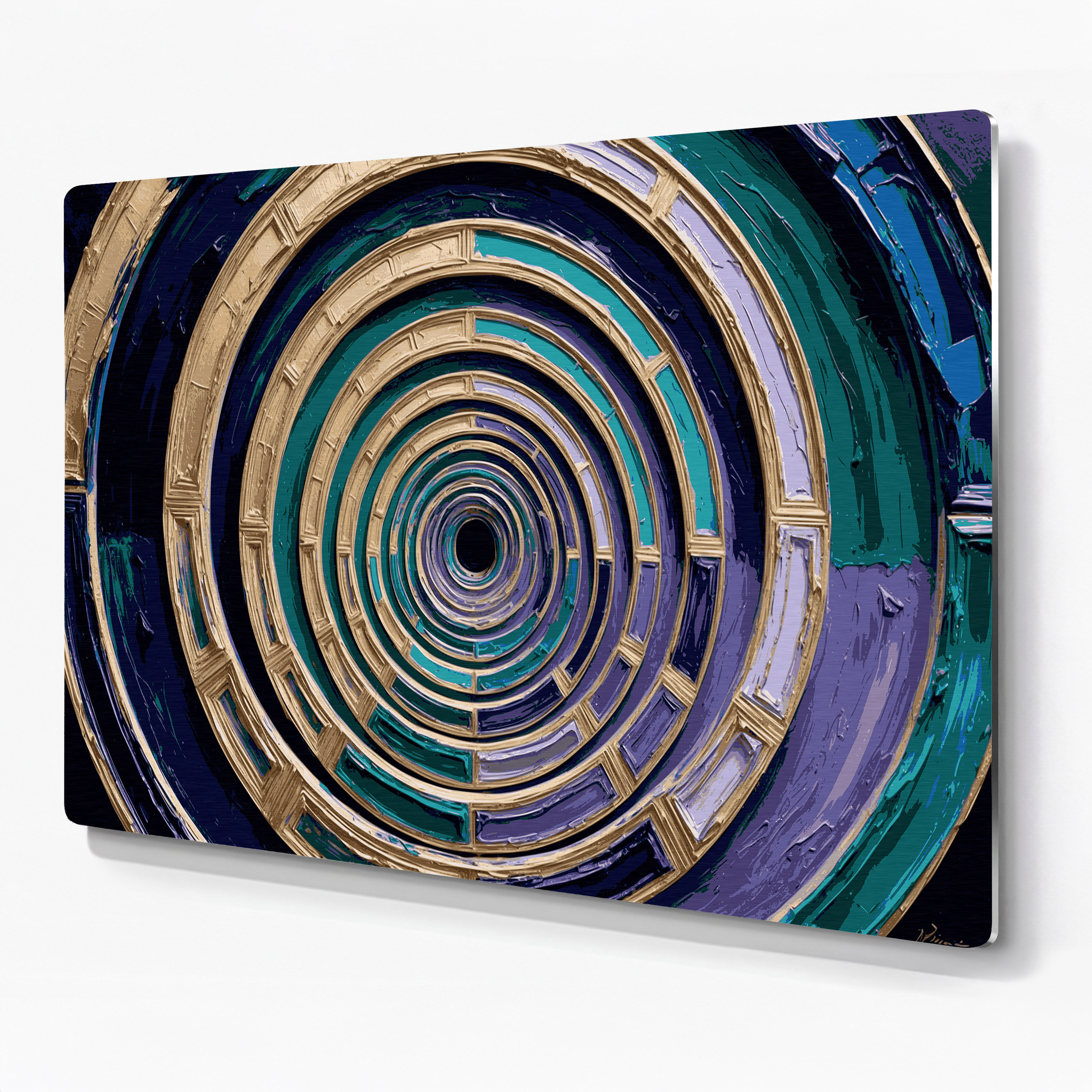 Orren Ellis SciFi Geometric portal doorways Blue Metal Wall Art | Wayfair