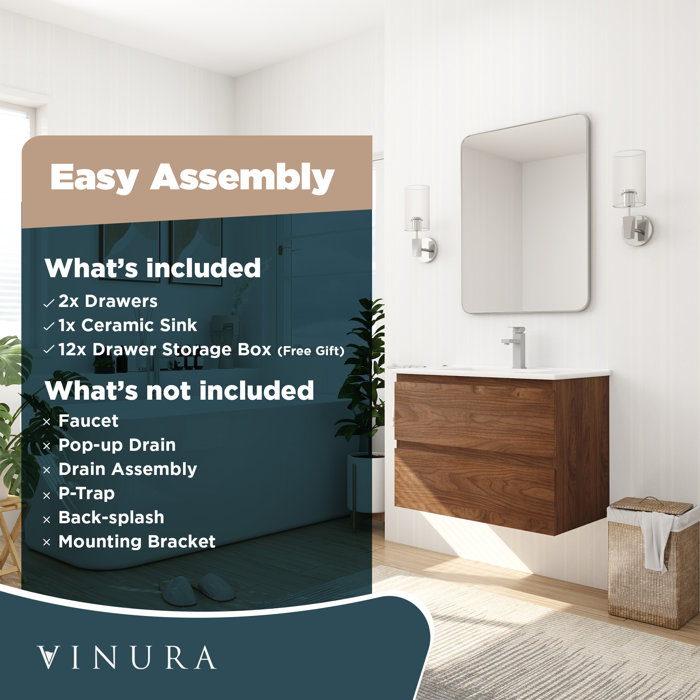 Vinura 30'' Single Bathroom Vanity with Ceramic Top | Wayfair