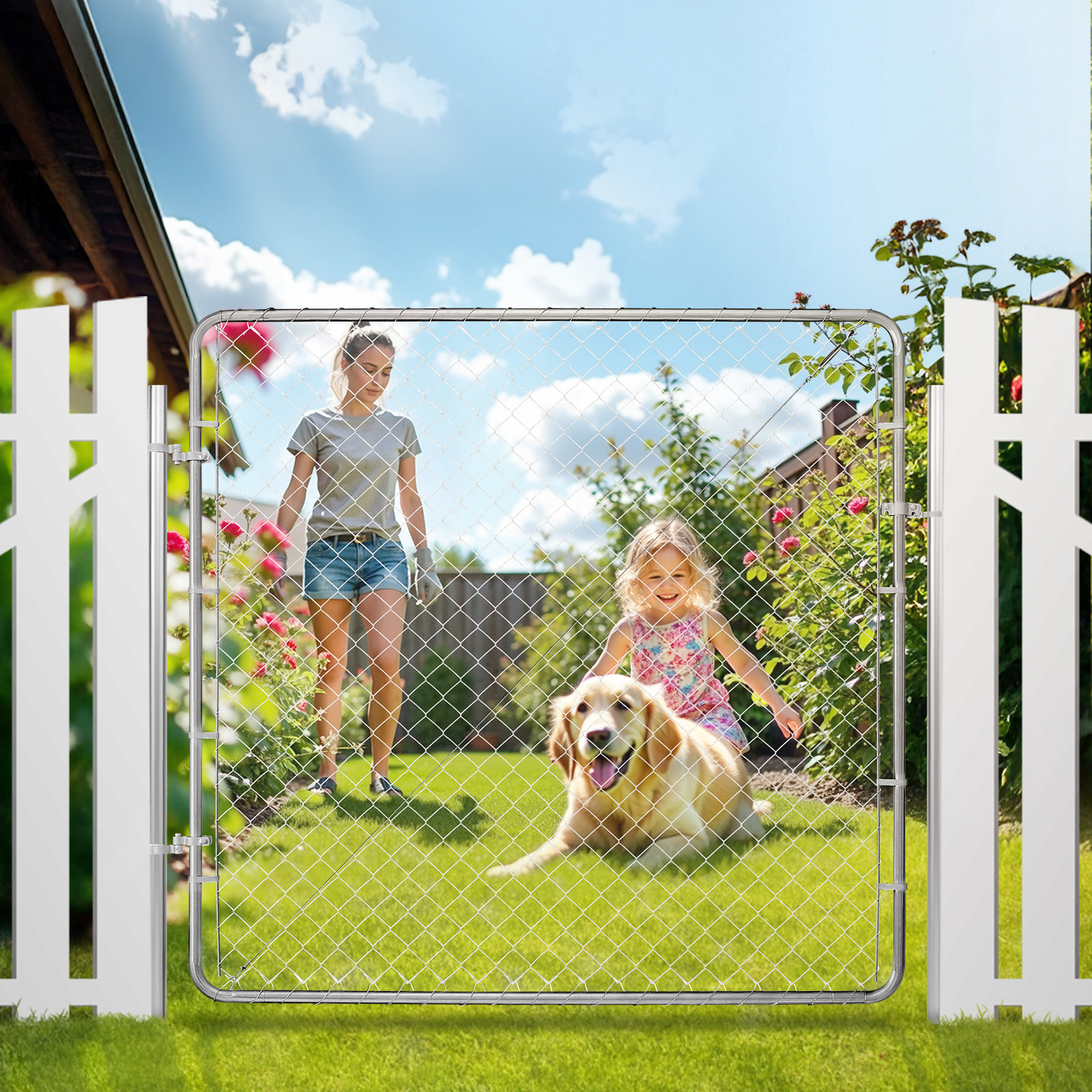 Stellweilan Tessberg Chain Link Fence Gate Fit 3x4 ft Garden Fence Gate ...