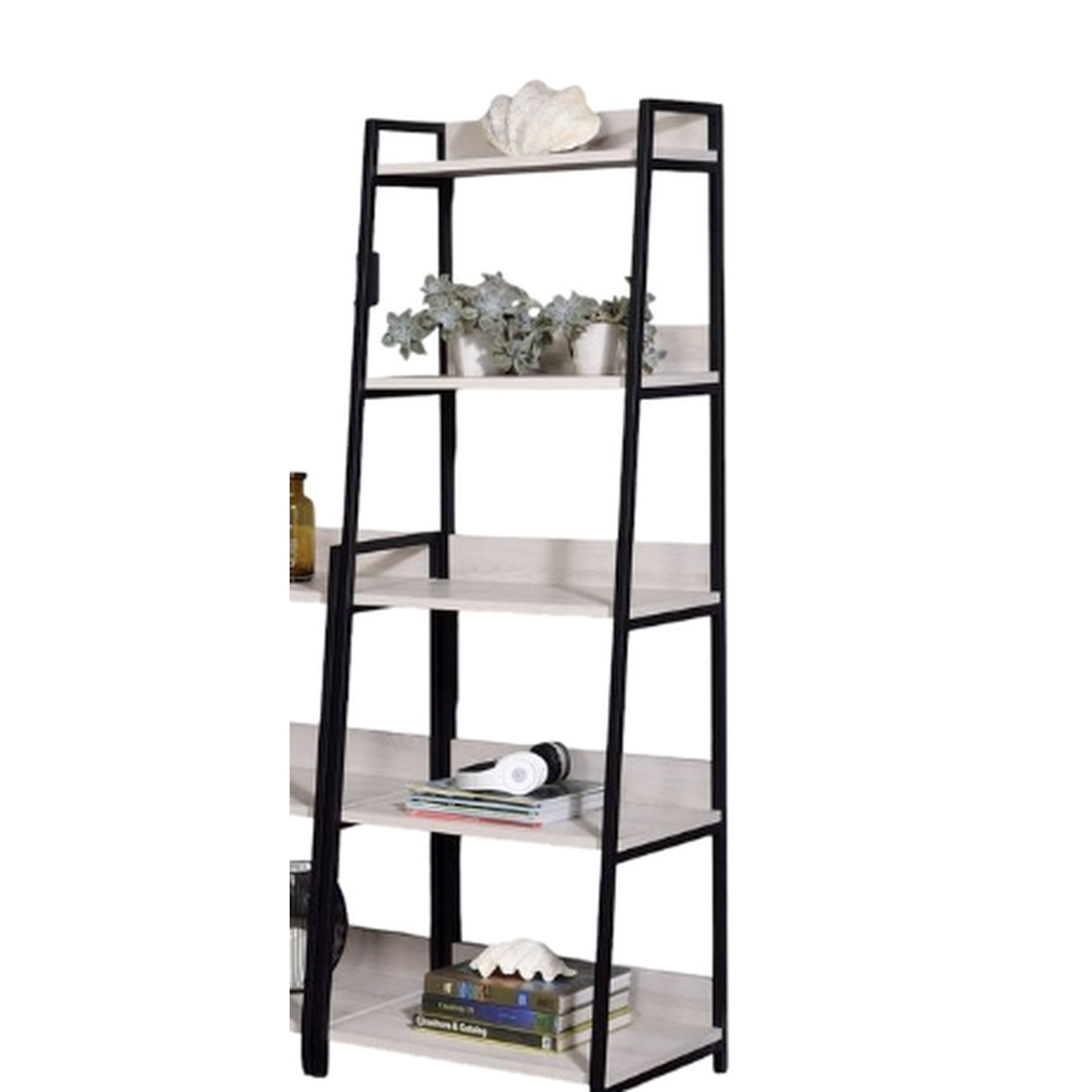 SnugglySolace Rectangular Bookshelf With Natural Shelves And Black ...