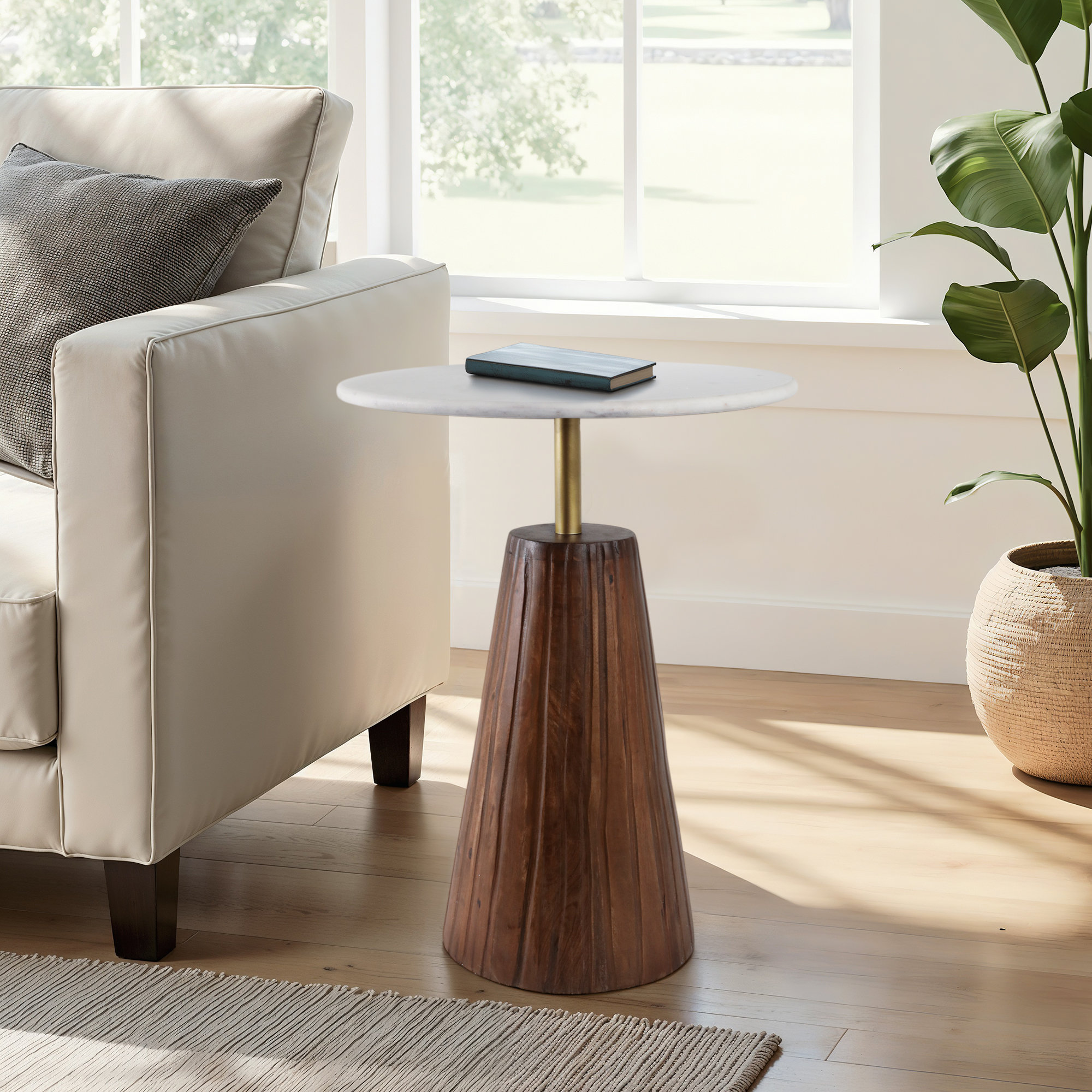 Brayden Studio Table d'appoint moderne en bois et métal avec plateau ...