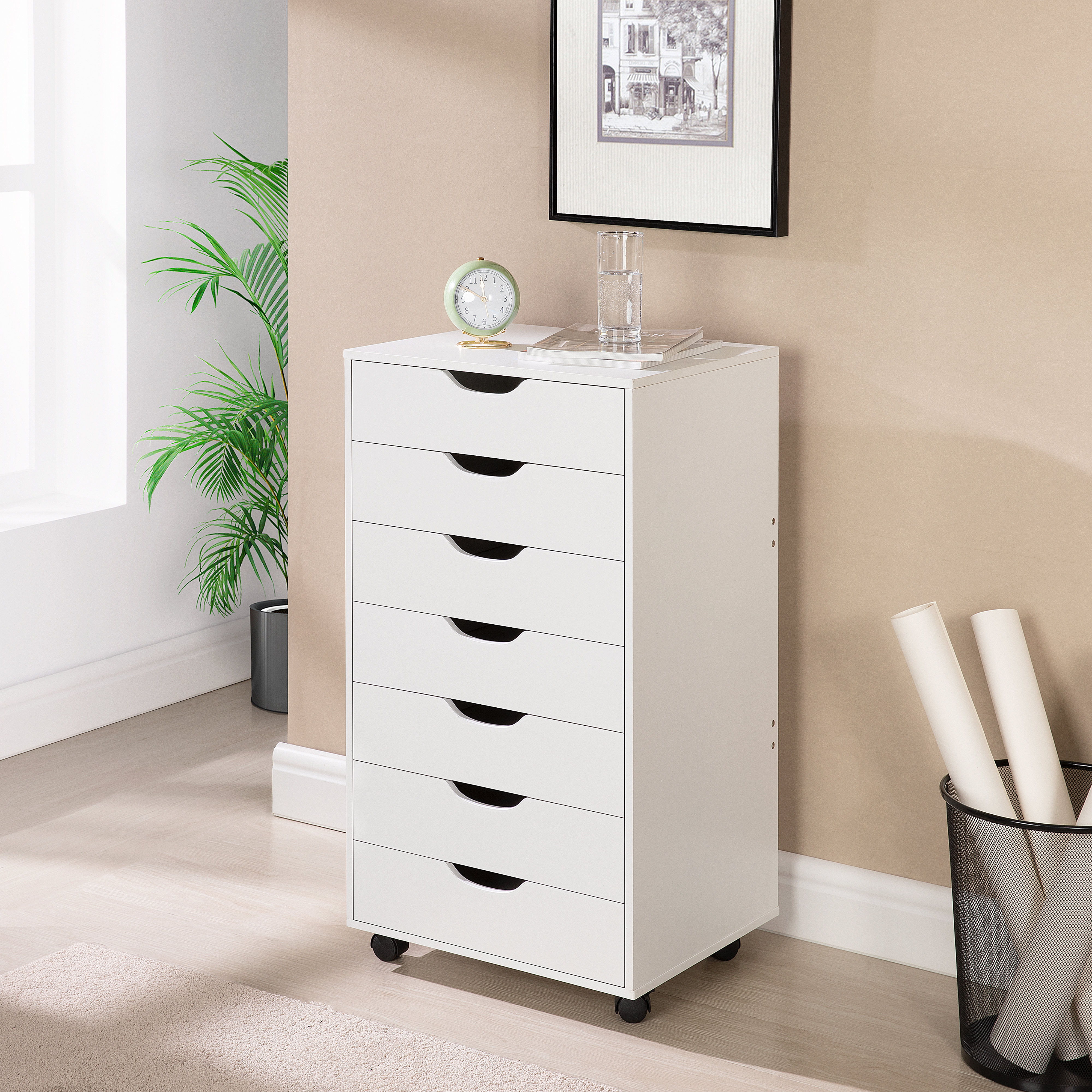 Latitude Run® Garysburg 7-Drawer Office Storage File Cabinet on Wheels ...