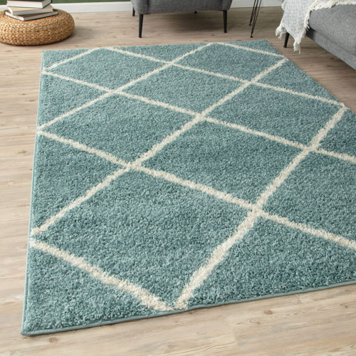 THE RUGS Myshaggy Collection Rugs Diamond Design in Duck Egg Blue ...