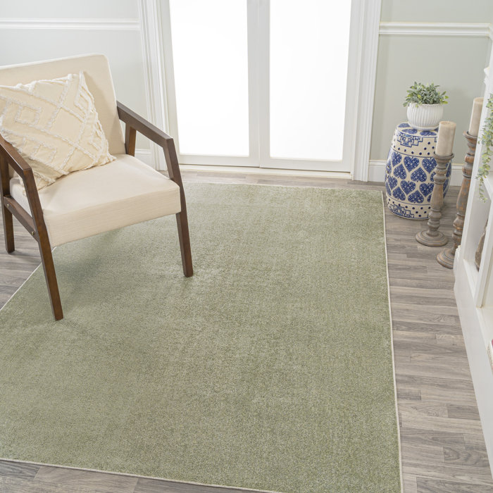 Hokku Designs Waylynn Classic Solid Low-Pile Machine-Washable Sage ...