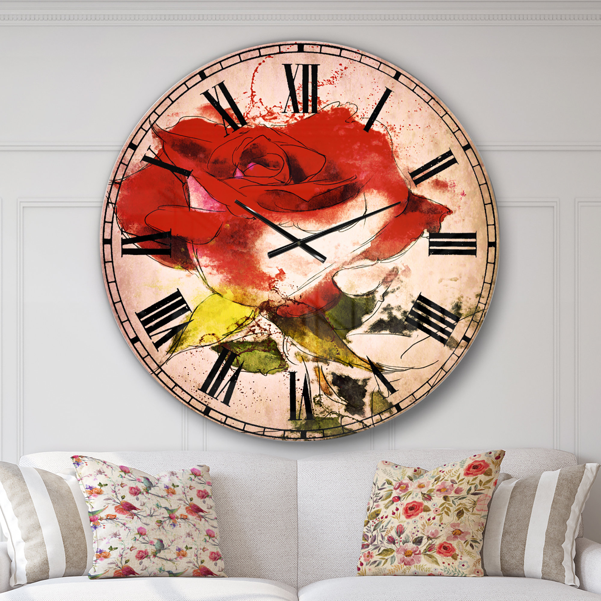 East Urban Home Hand drawn Watercolor Rose Flower - Traditional wall ...
